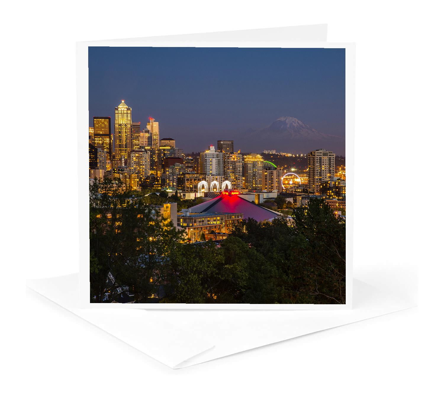 3drose, Usa, Washington State. Seattle, Night Scene, Mount Rainier,, 1 ...