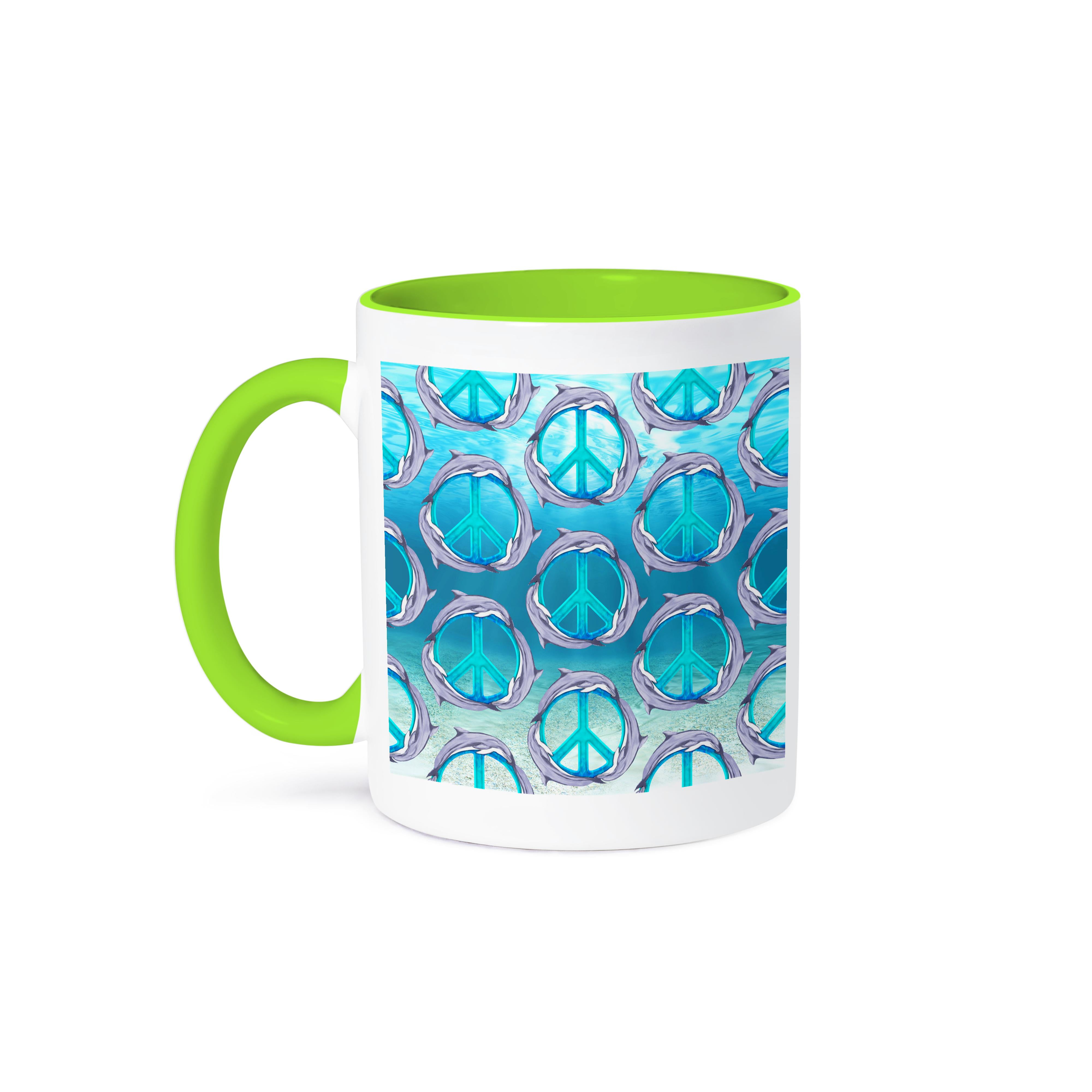 3dRose, Underwater pattern of dolphins swimming around a blue peace ...