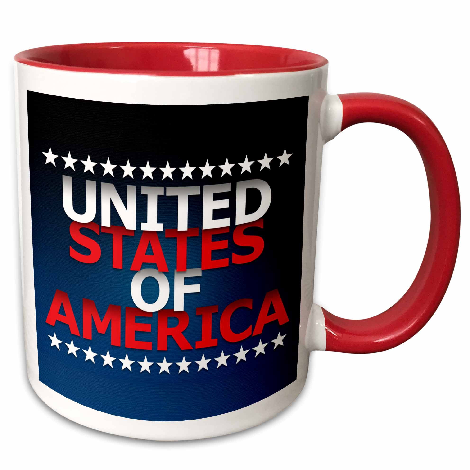3drose, United States of America Red White and Blue Usa Text with Stars ...