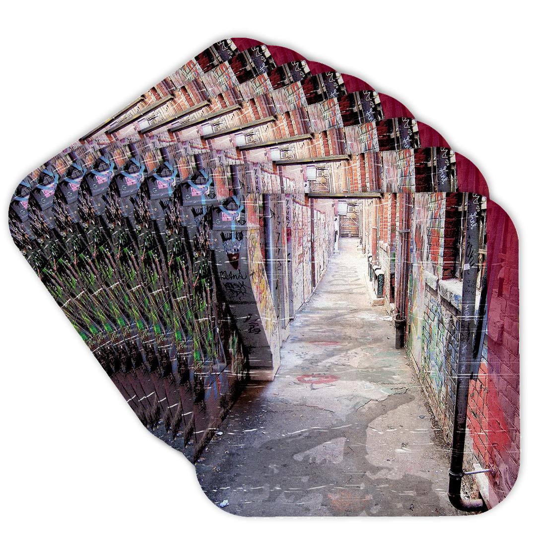 3drose, Urban Alley Industrial Photograph of City Alley with Graffiti ...