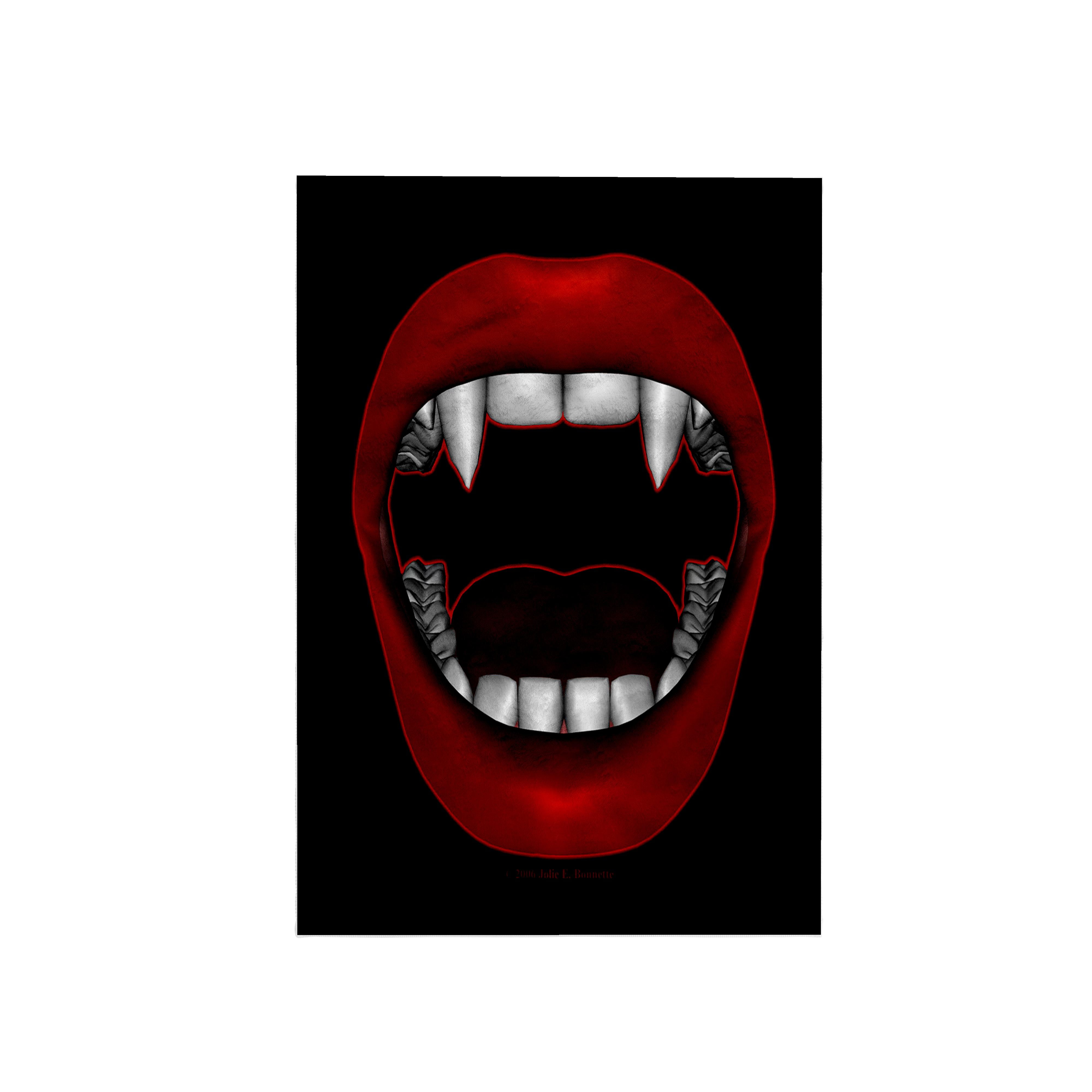 3dRose, Vampire Mouth Goth Fangs Design on dark background, 15x22 Hand ...