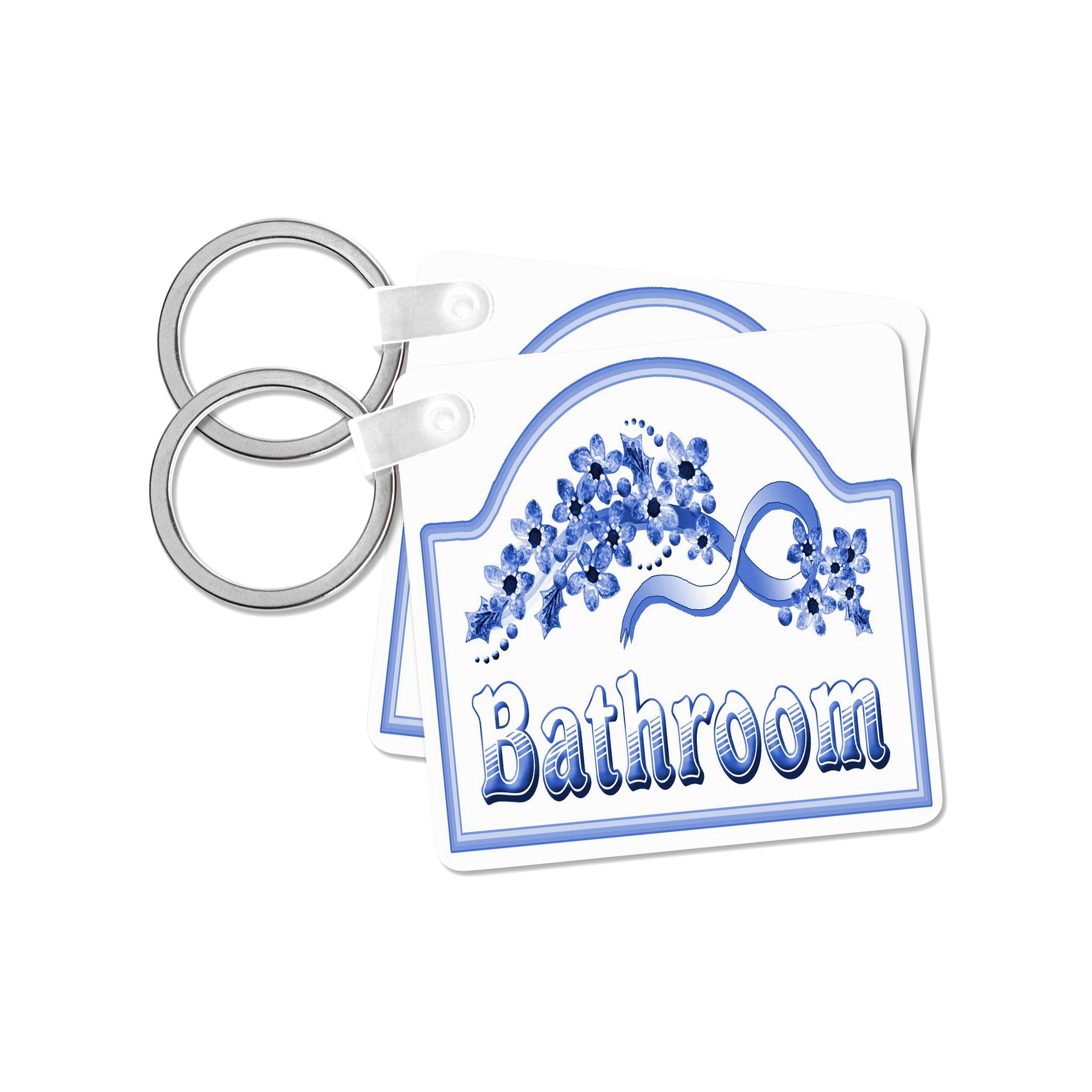3dRose, Victorian Blue Bathroom Sign, set of 2 Key Chains - Walmart.com