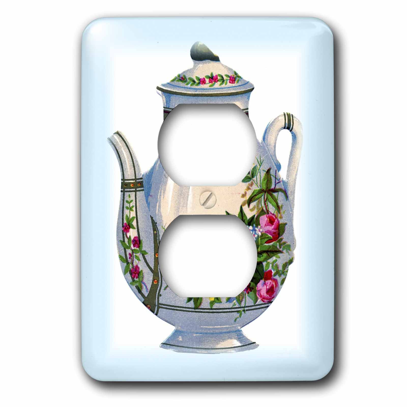 3dRose, Victorian Floral Teapot, 2 plug outlet cover - Walmart.com