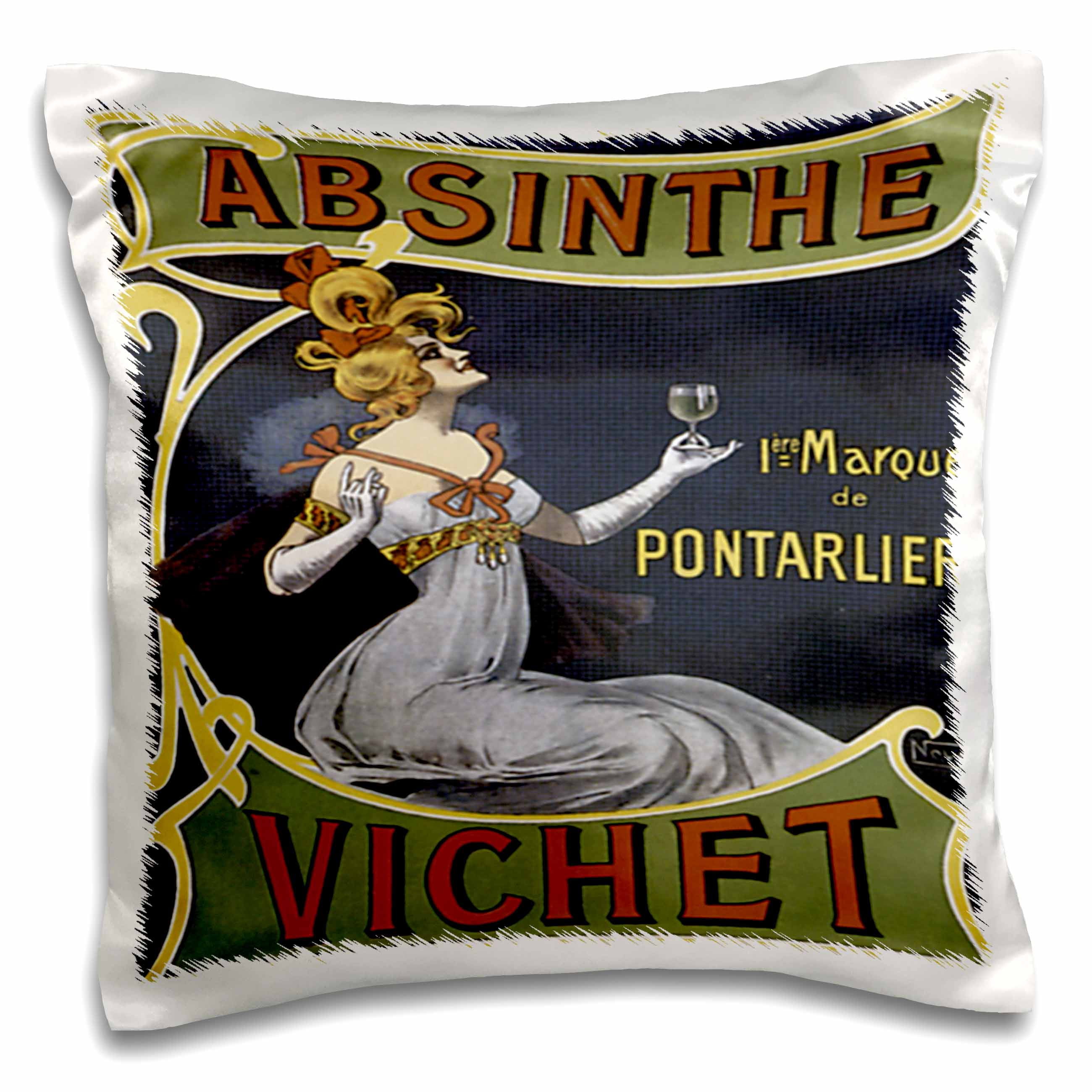 3dRose Vintage Absinthe Vichet French Liquor Advertising Poster, Pillow ...