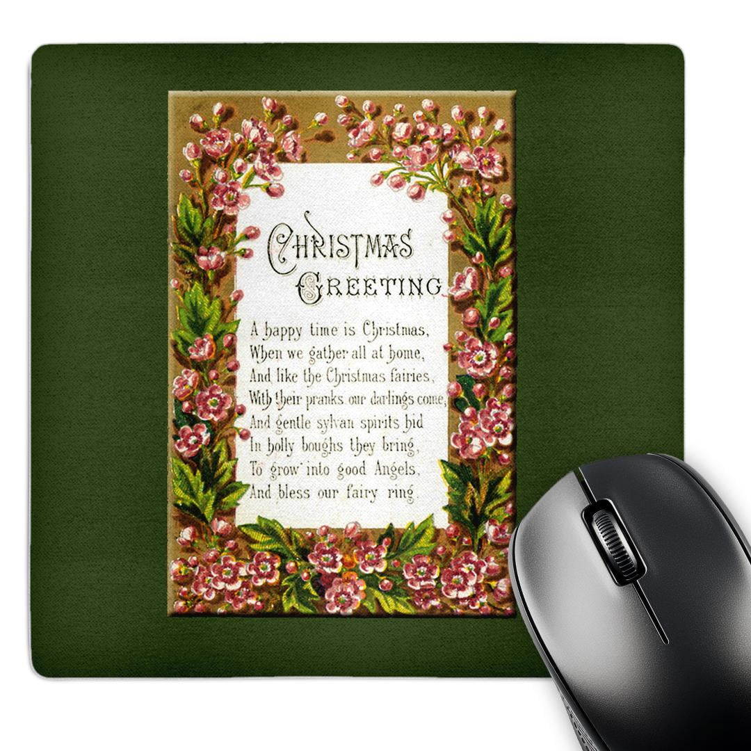 3dRose, Vintage Christmas Card Christmas Greetings Pink Flowers Framing ...