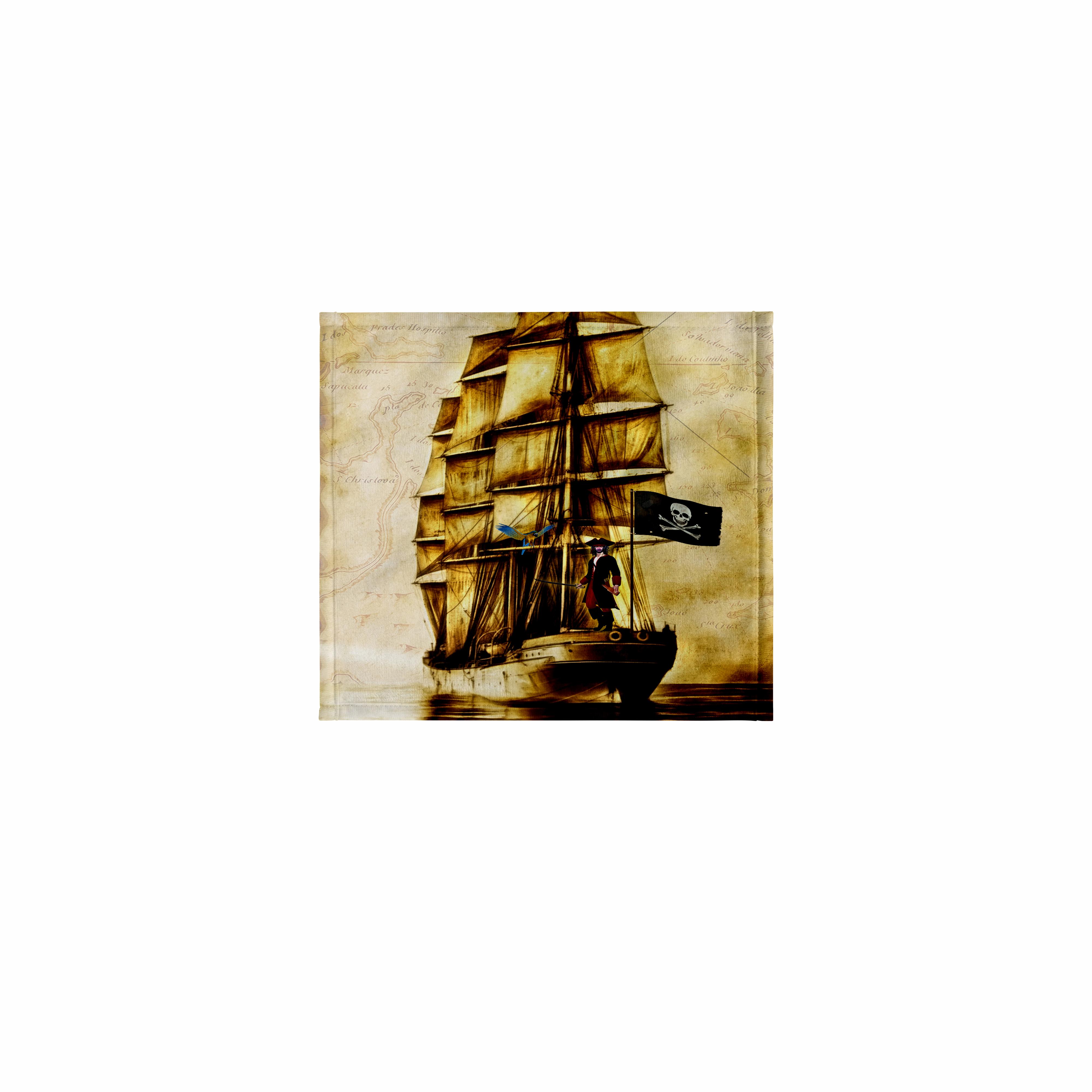 3dRose, Vintage Pirate Ship with Parrot and Old World Map, 11x12 Wash ...