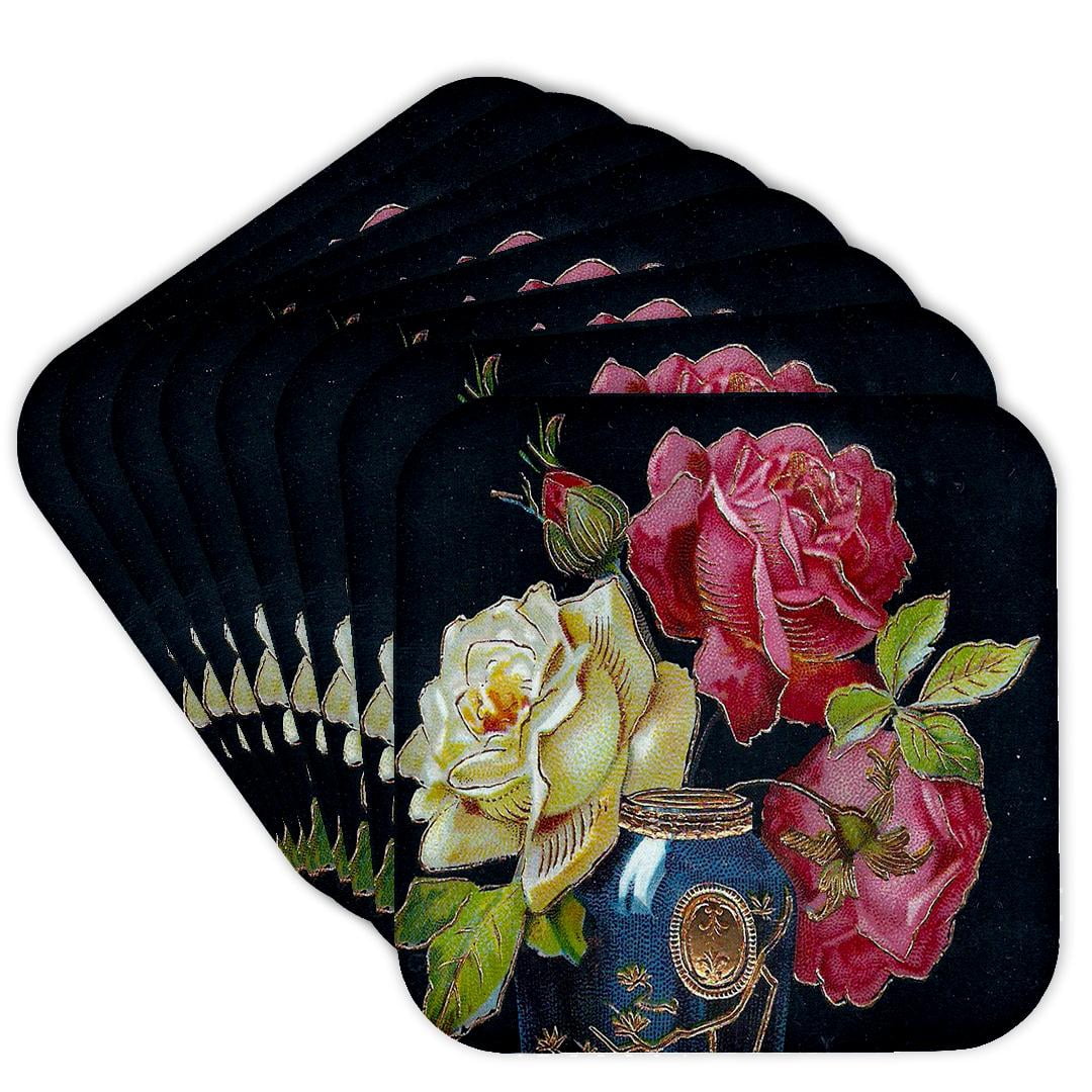 3dRose, Vintage Roses in Vase, set of 8 Coasters - Soft - Walmart.com