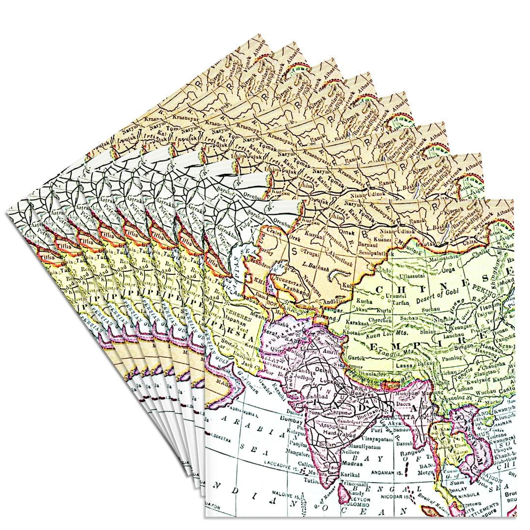 3dRose, Vintage map of India China Siam and Persia - faded look ...