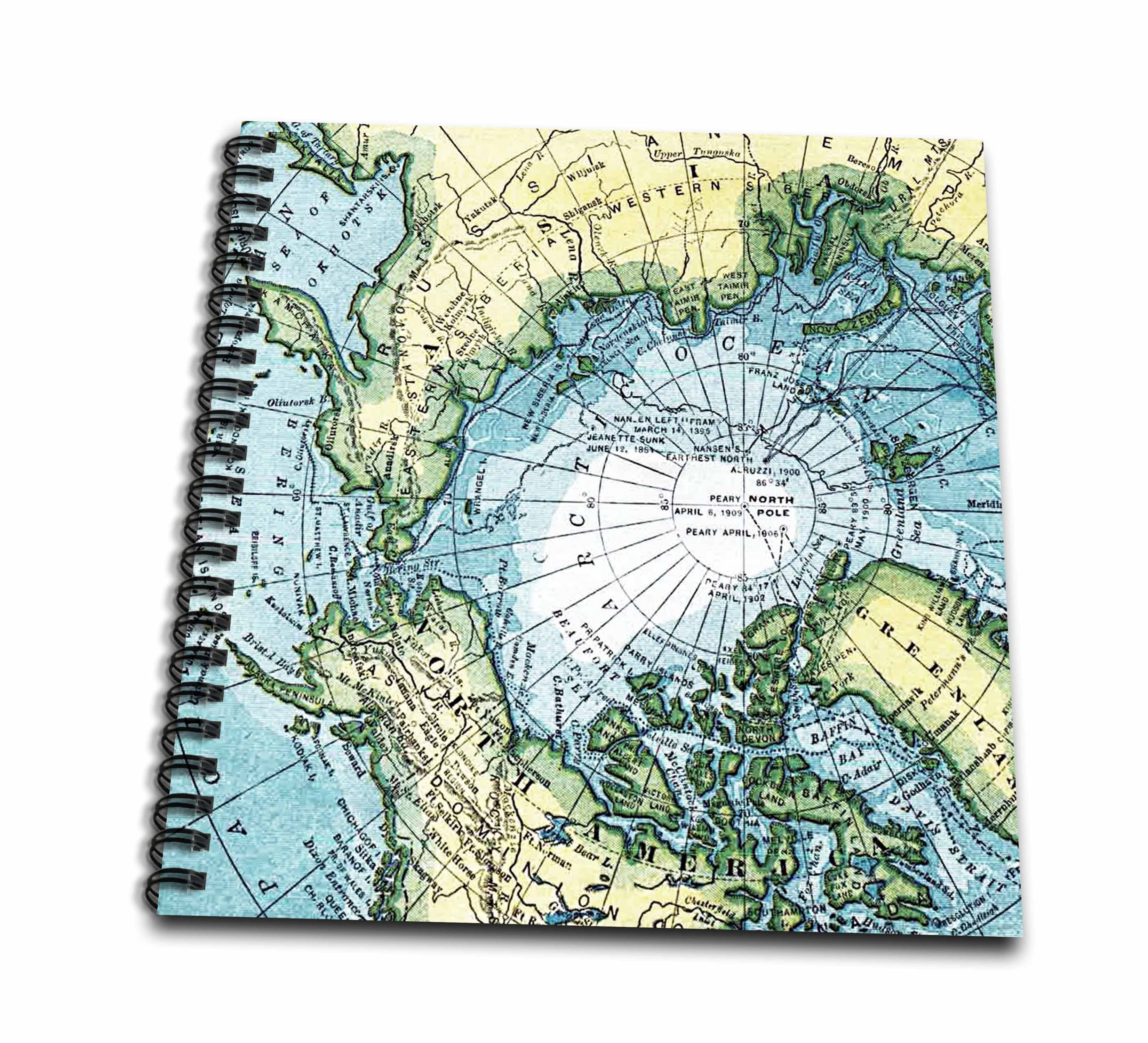 3dRose Vintage map of the North Pole polar cap Russia Northern America ...