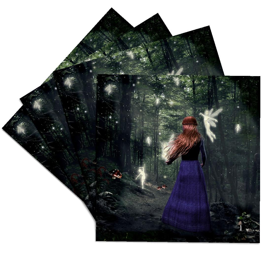 3drose, Walking with Fairies in the Forest Victorian Colors, Set of 4 ...