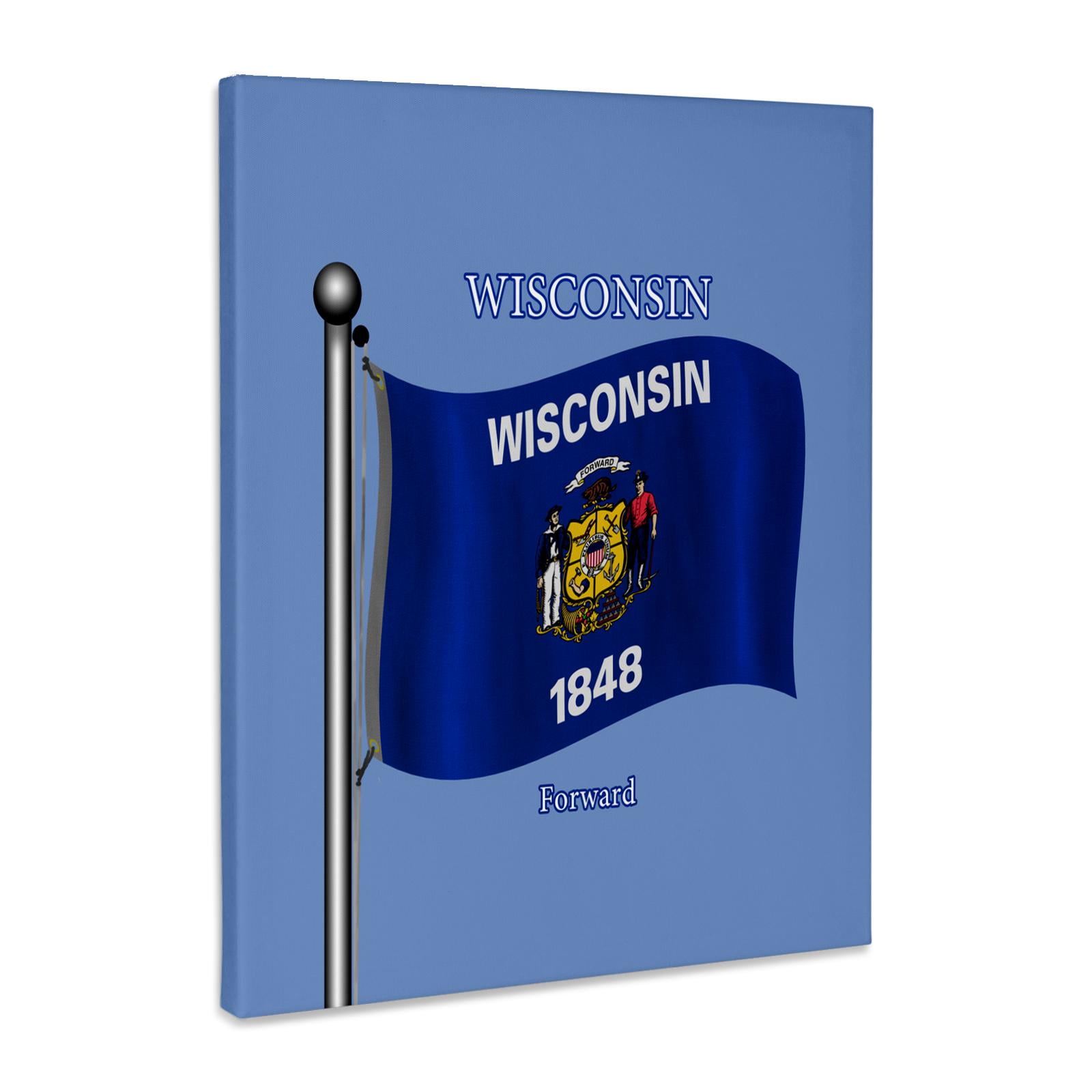 3dRose, Waving Flag of Wisconsin on pole. State Motto blue background ...