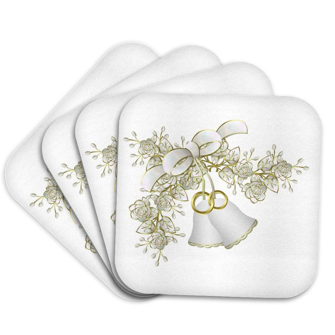 3drose, Wedding Bells and Flowers, Set of 4 Coasters - Soft - Walmart.com