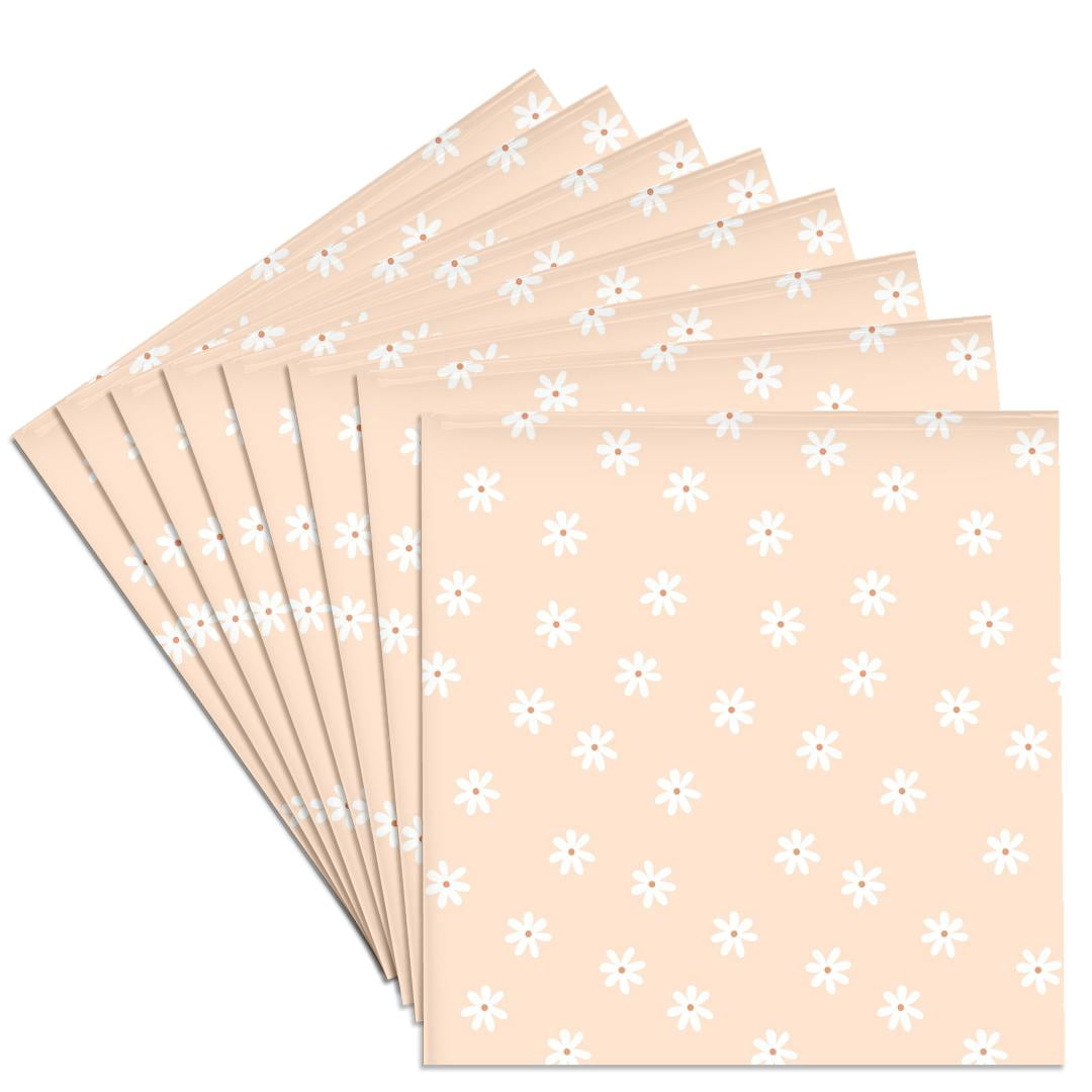 3drose, White Daisies on Orange Pastel Background, Set of 8 Ceramic ...