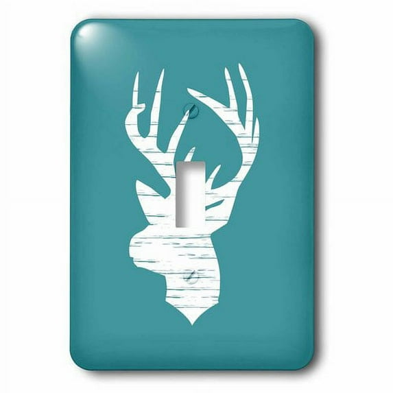 3dRose, White Deers Head over Blue Background, single toggle switch ...