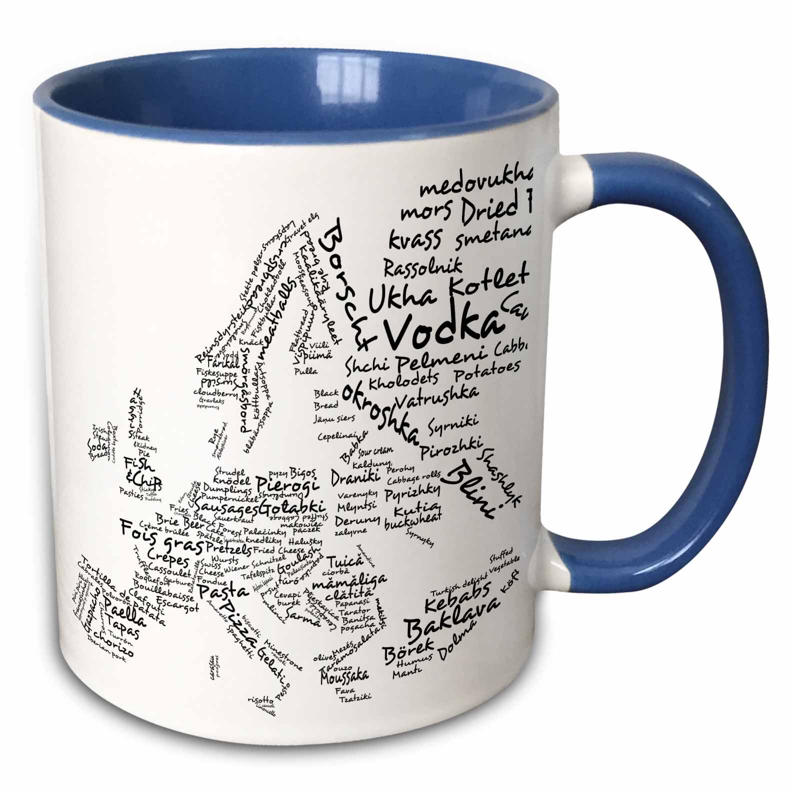 3drose, White and Black Food Map of Europe Made from Names of ...