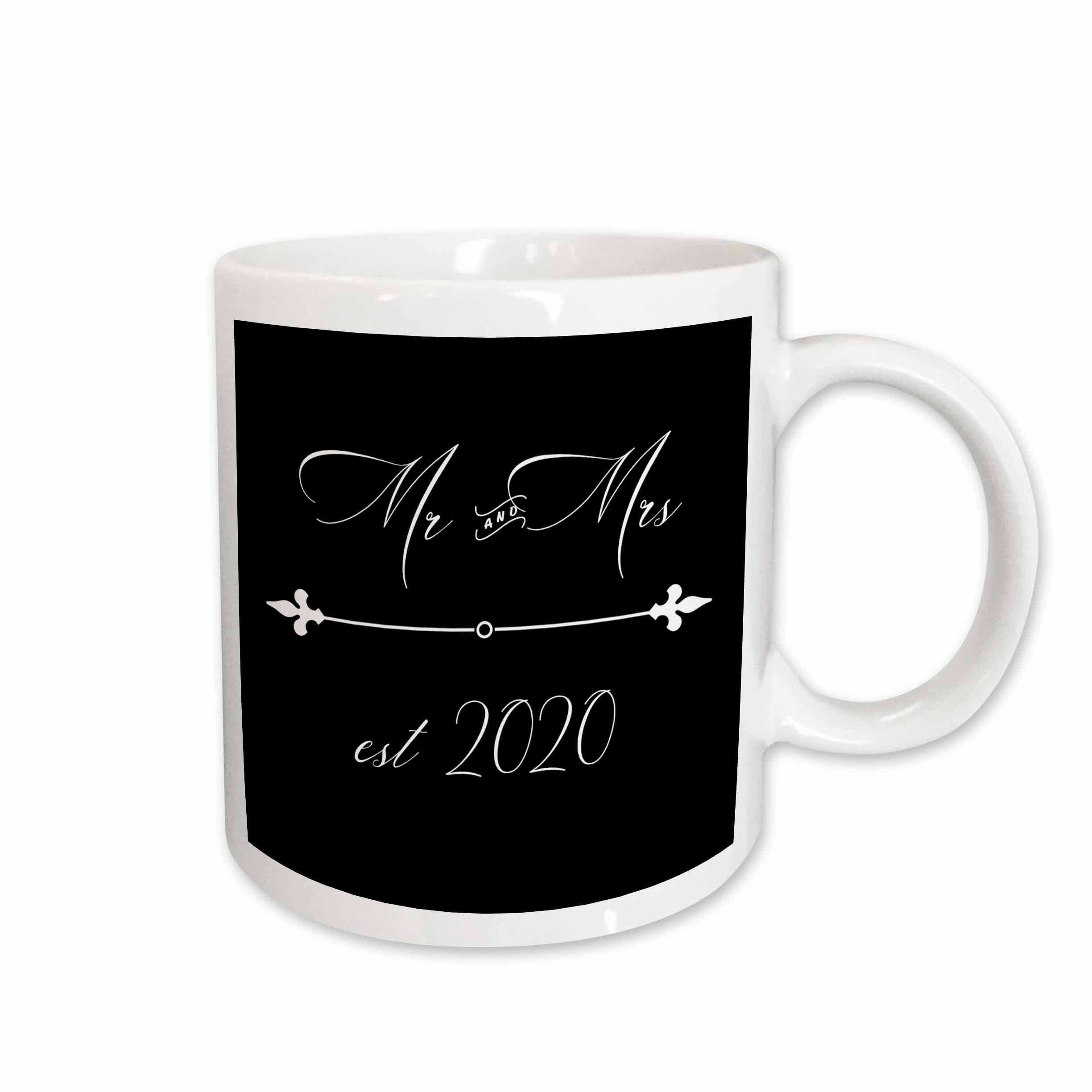 3drose, White Cursive Mr. and Mrs. Est. 2020 and Fleur De Lis Divider ...
