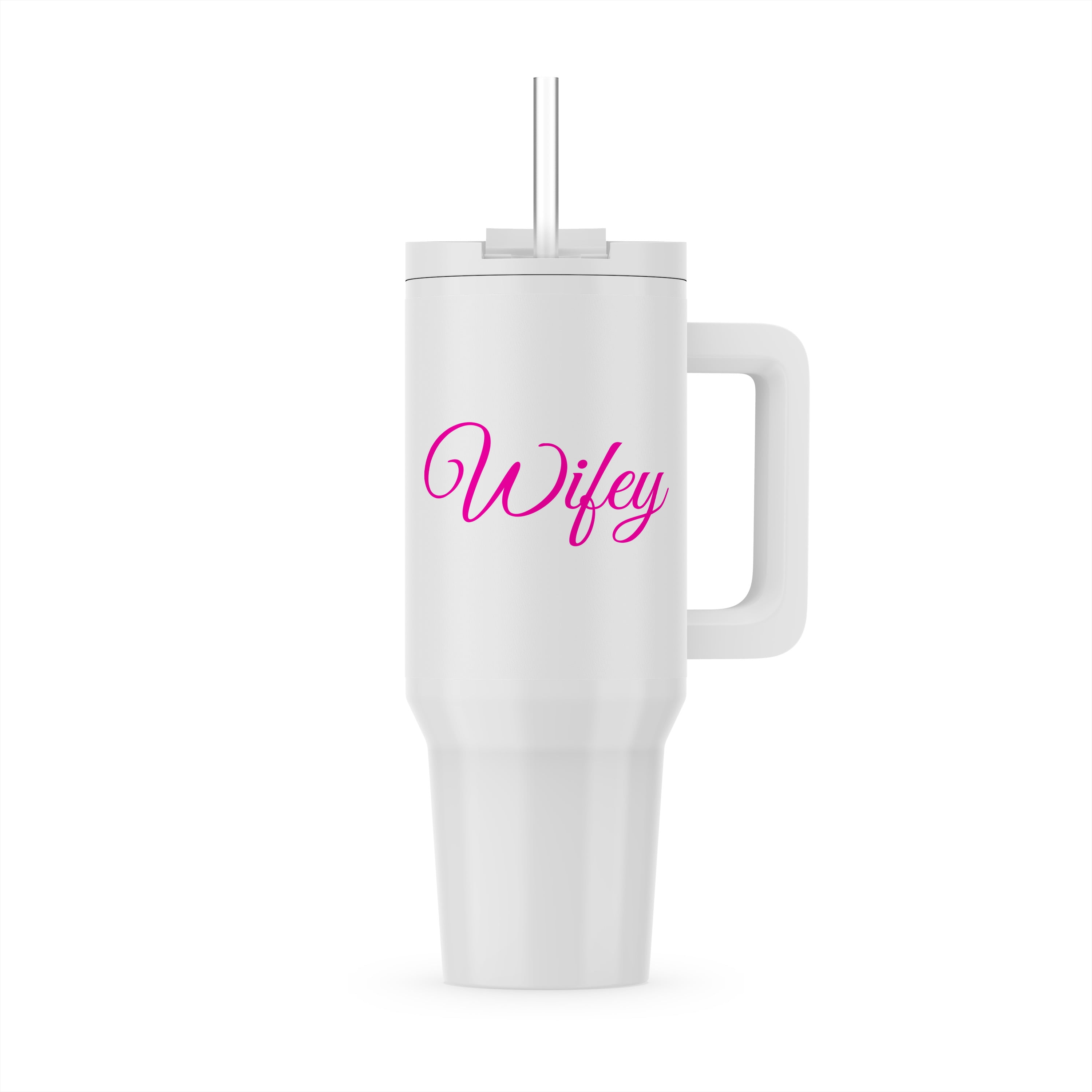 Wifey Cursive Text In Hot Pink - Half Of Mr And Mrs Set - Wife Part ...