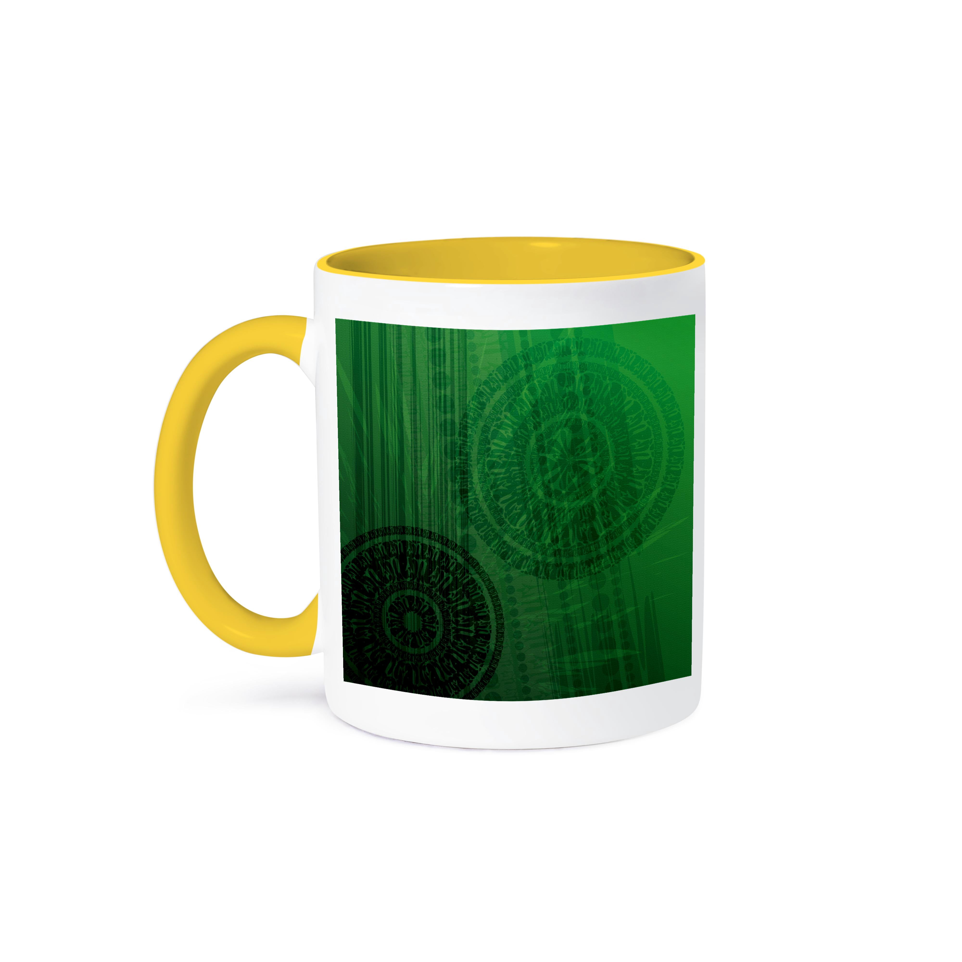3dRose, Wisdom – Green Meditation Medallion, 11oz Two-Tone Yellow Mug ...