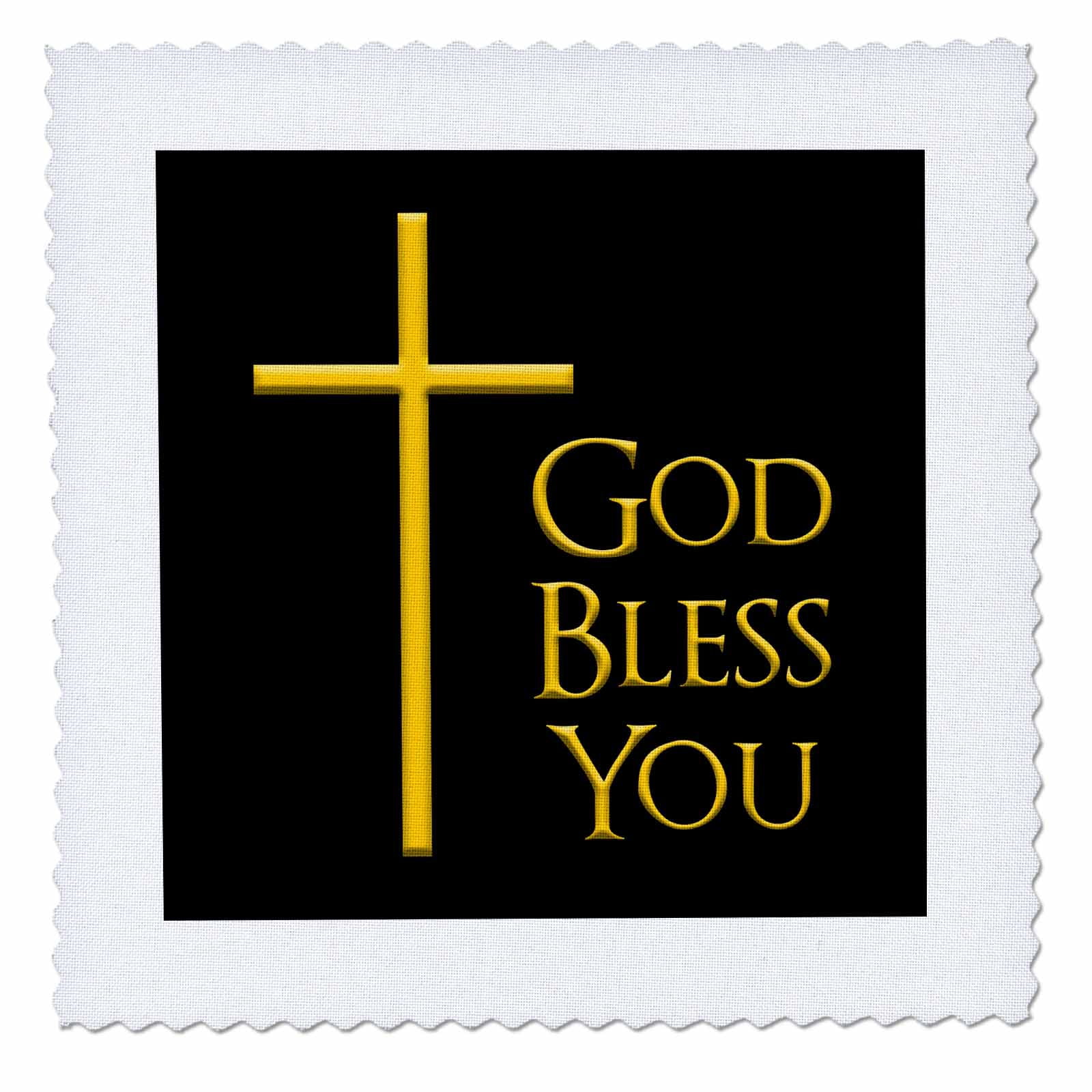 3dRose, Yellow cross, black background. God bless you text. Positive ...