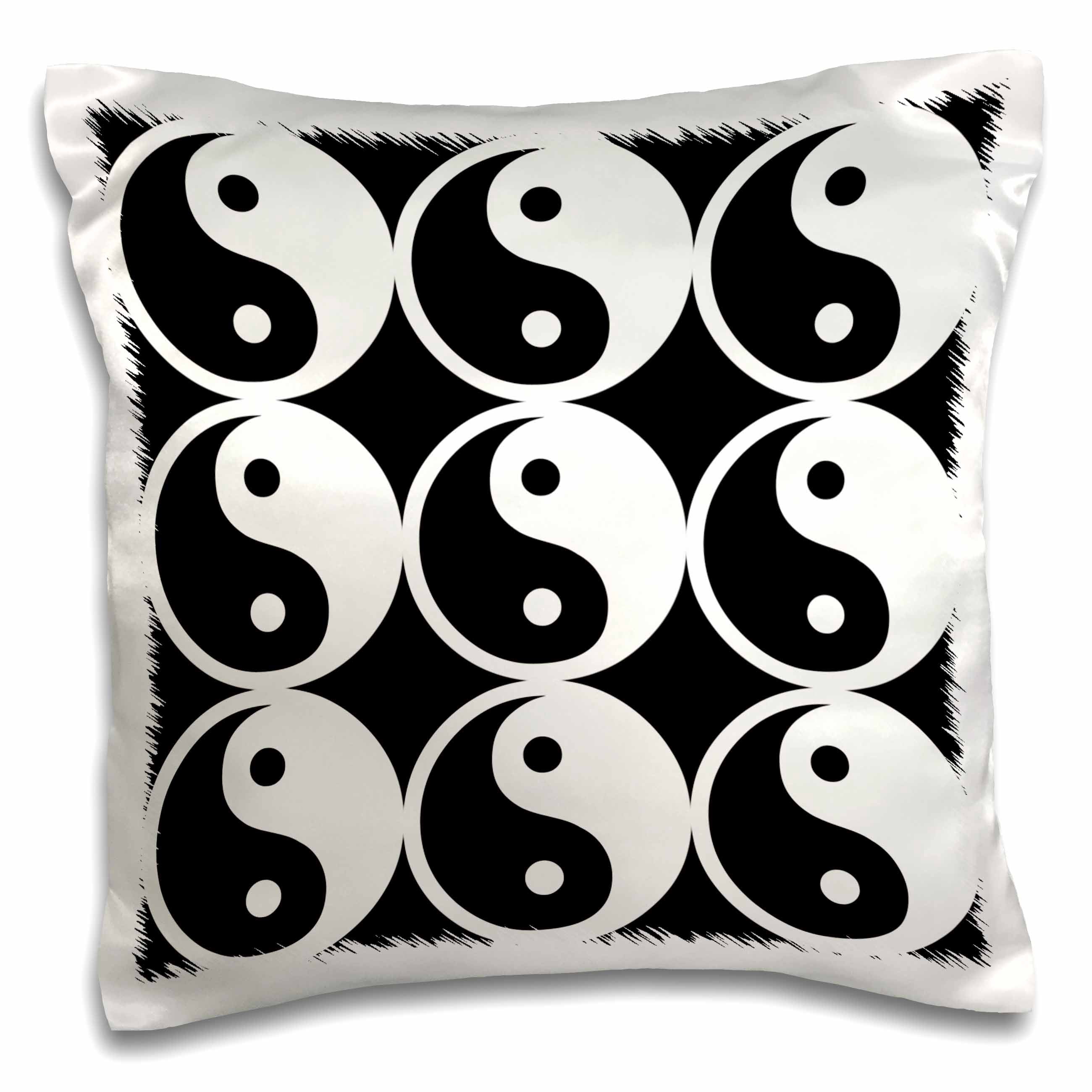 3drose, Yin and Yang Pattern in Black and White, 16x16 inch Pillow Case ...