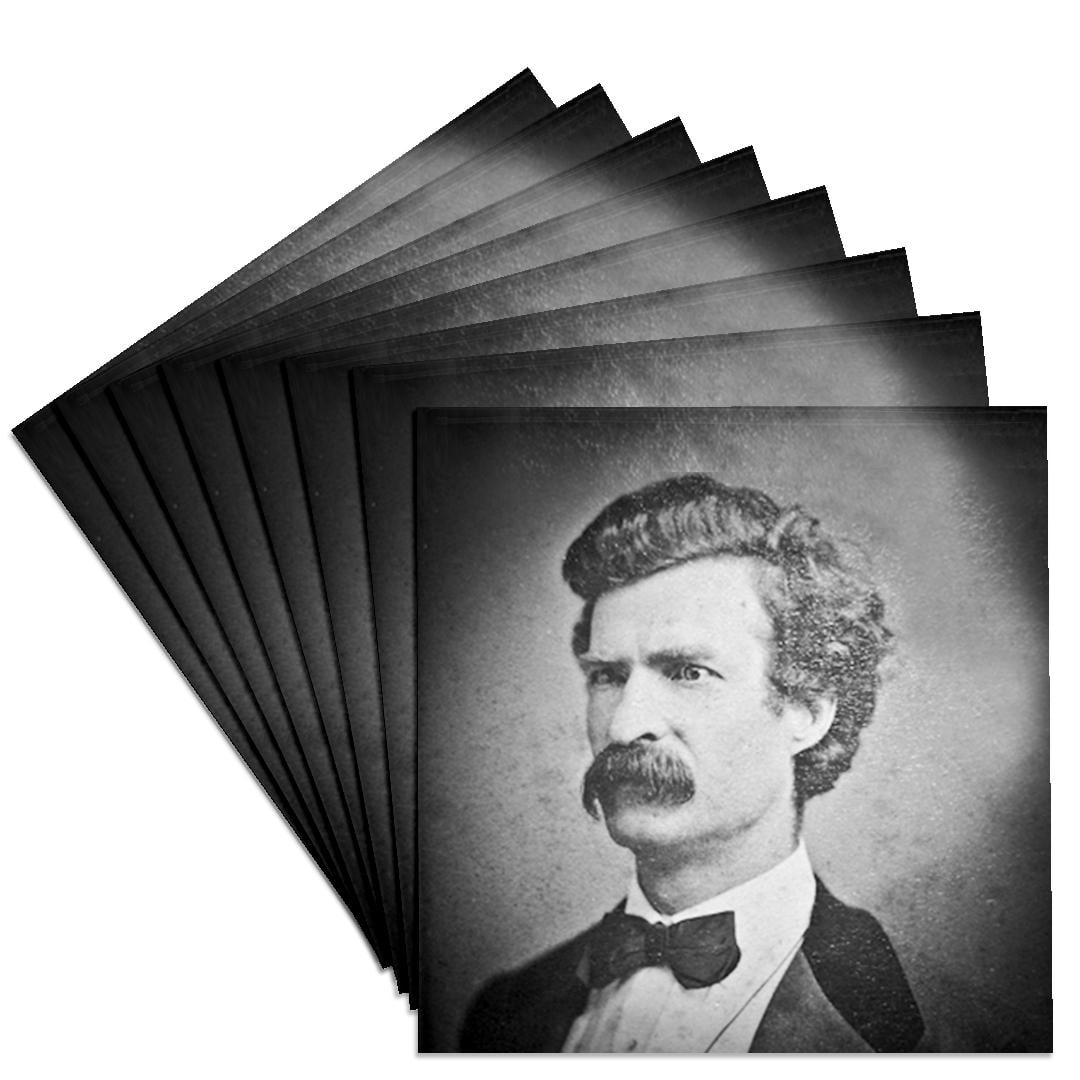 3dRose, Young Mark Twain Stereoview , Set of 8 Ceramic Tile Coasters ...