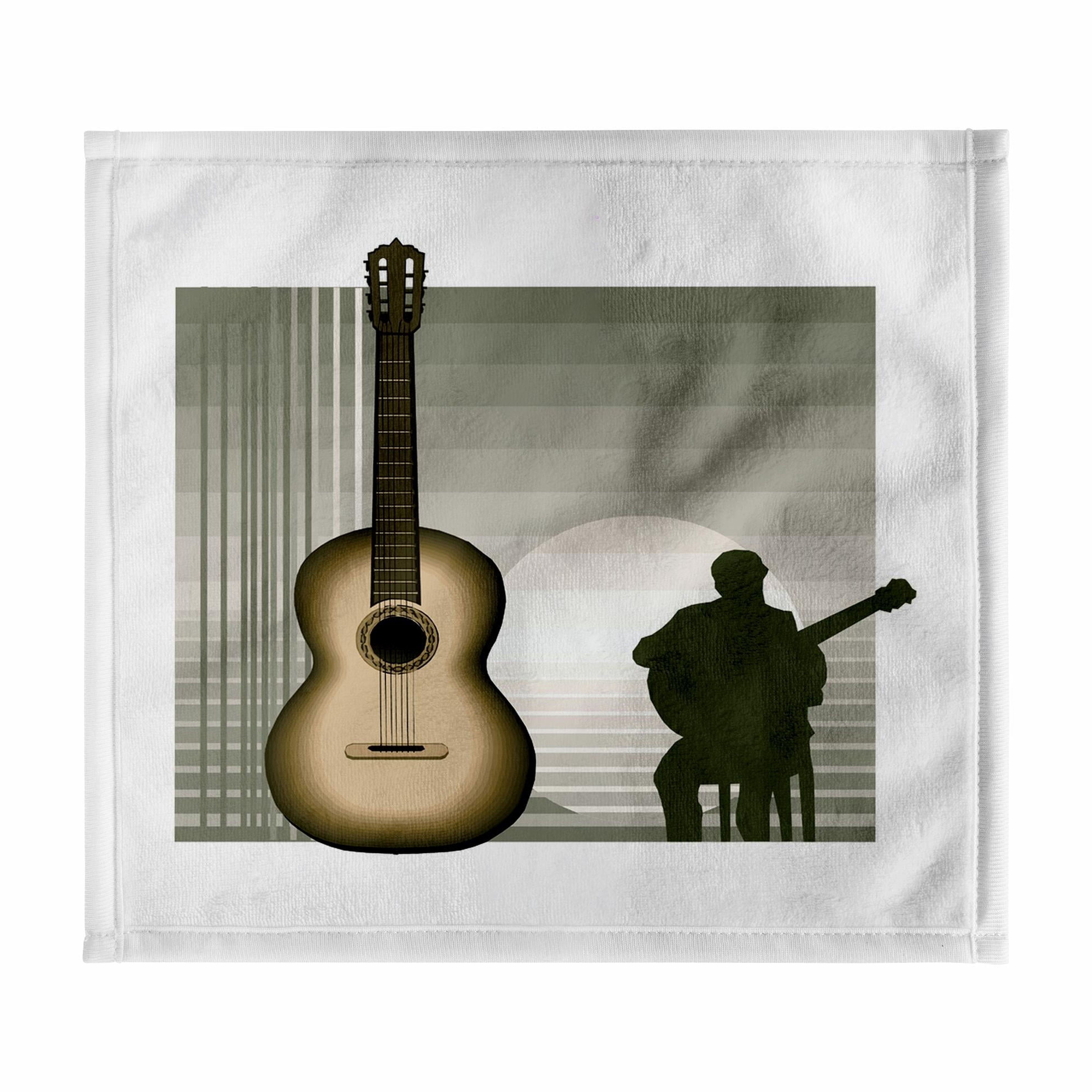 3dRose, acoustic guitar player sitting brown, 11x12 Wash Cloth for Face ...