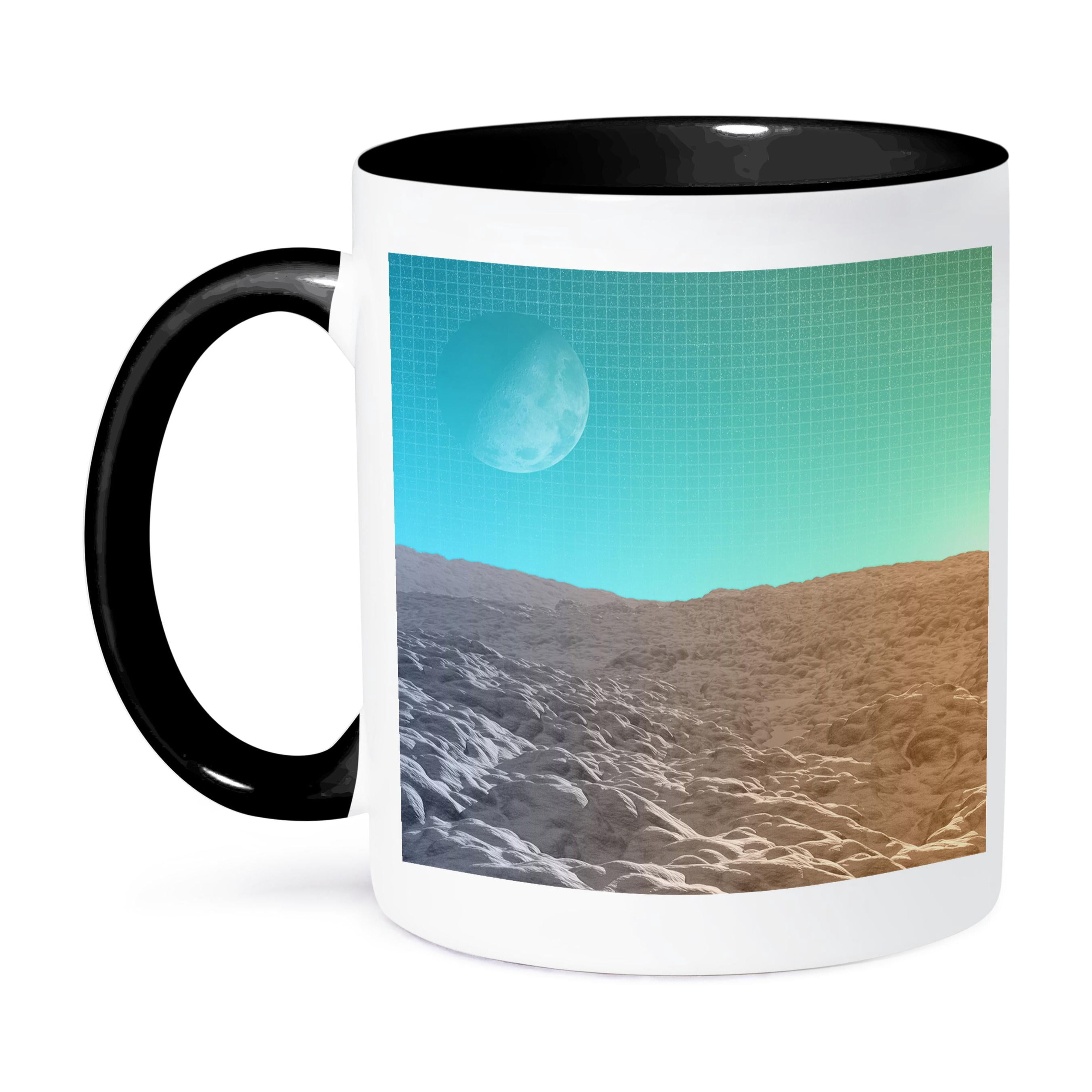 3dRose, bumpy sand mounds terrain with full moon, turquoise sky and ...