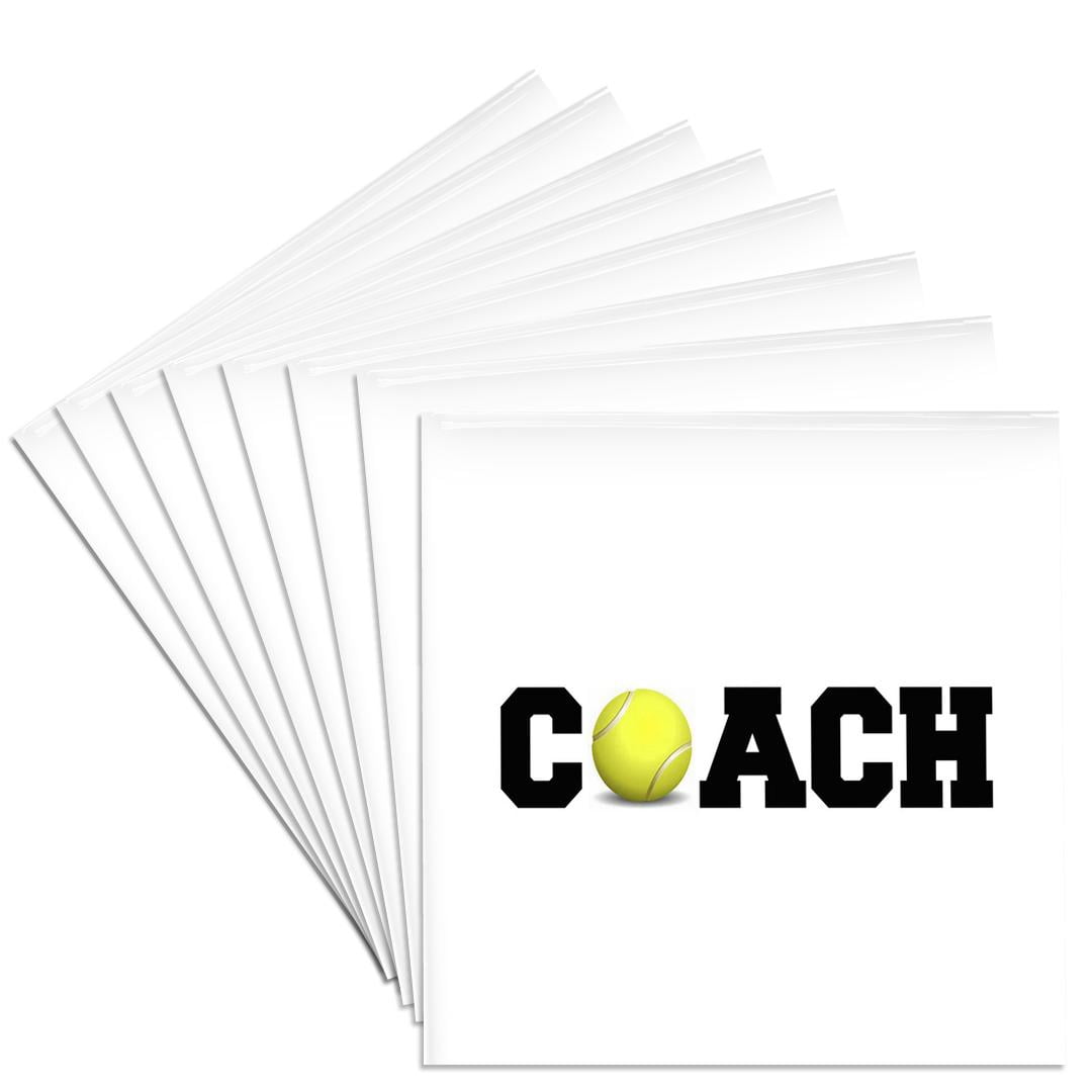 3dRose, coach, black letters with tennis ball on white background, Set ...