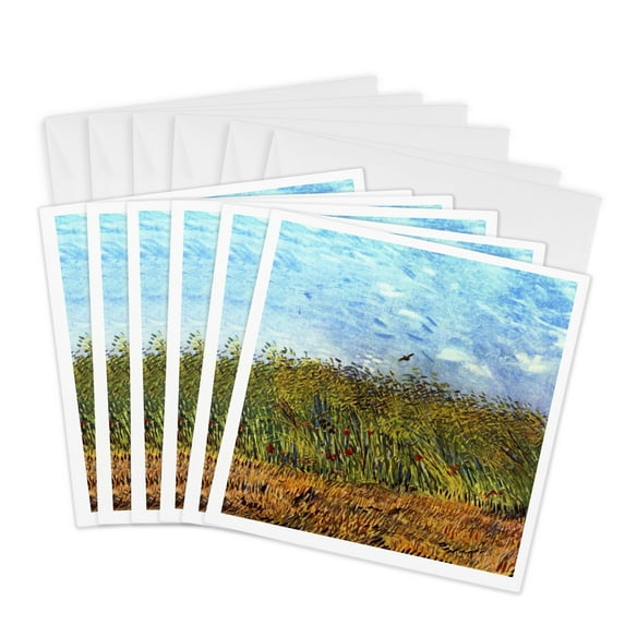 3drose, Van Gogh - Wheat Field with Poppies and Lark, 6 Greeting Cards ...