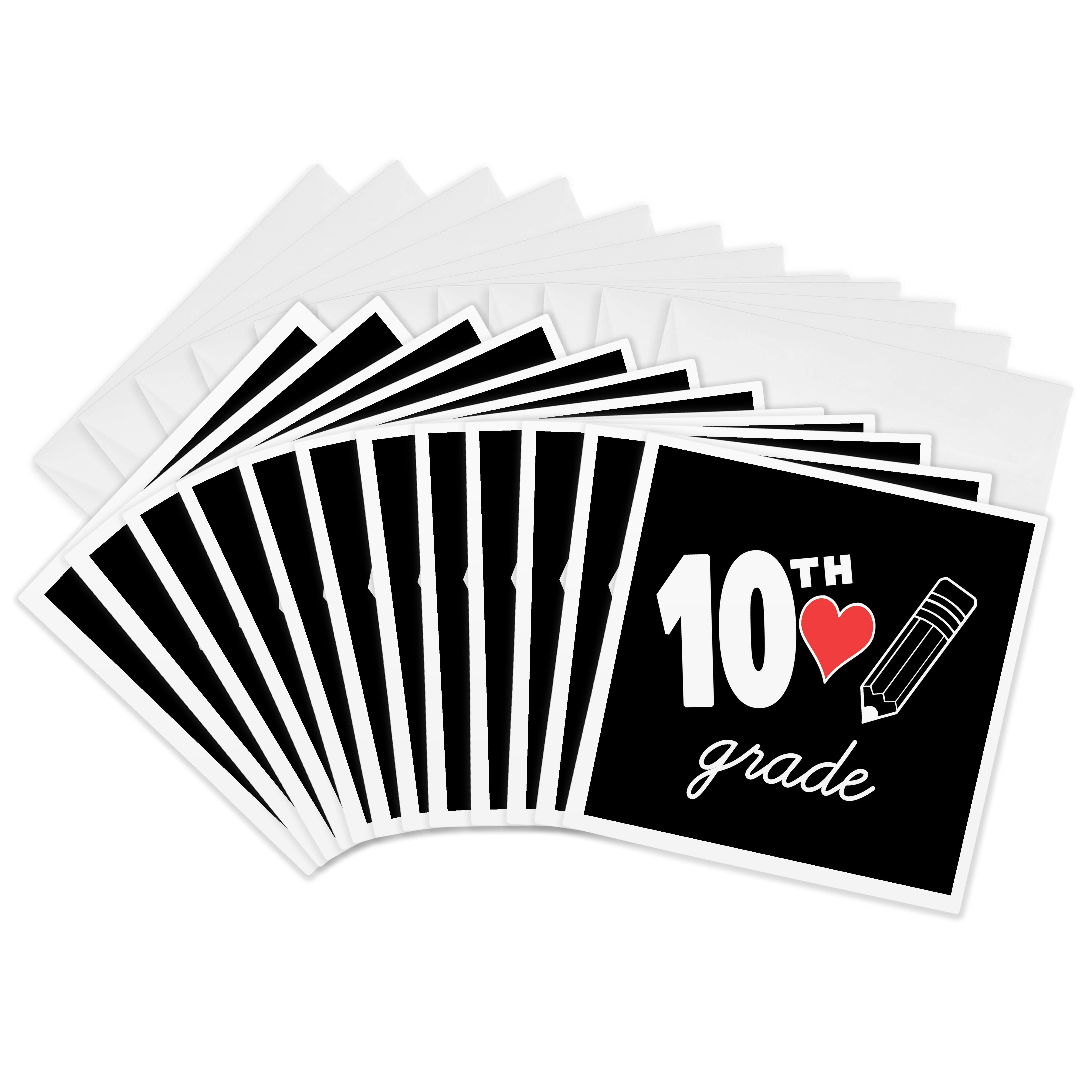 3drose, 10th Grade with Clipart Red Heart and Pencil. White Lettering ...