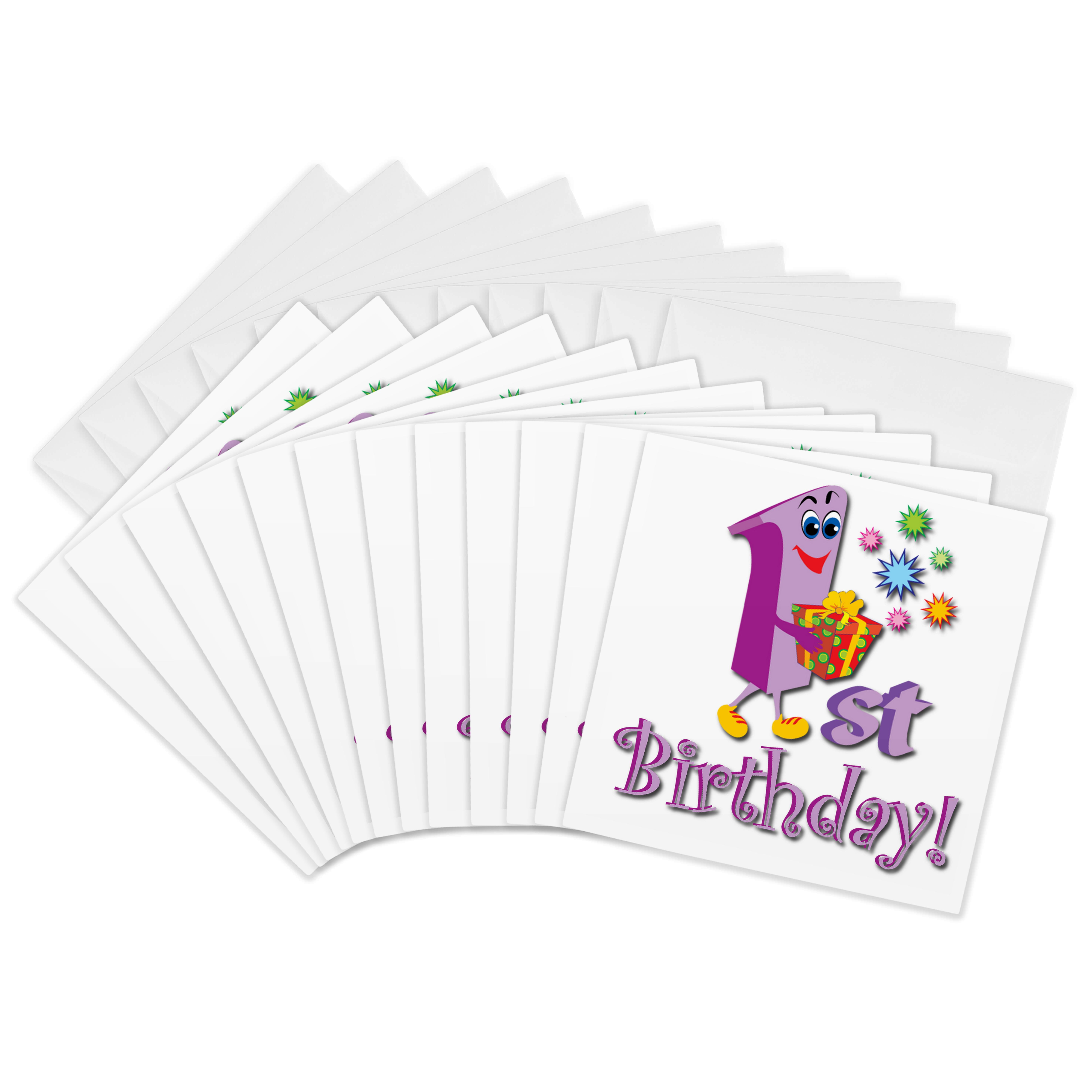3drose, 1st Birthday Party Design, 12 Greeting Cards with Envelopes ...