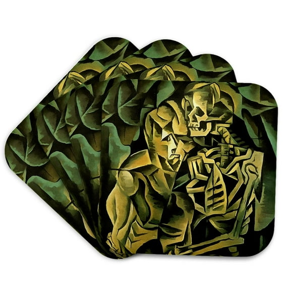 3drose, Abstract Man and Skeleton Geometric Art, Set of 4 Coasters ...