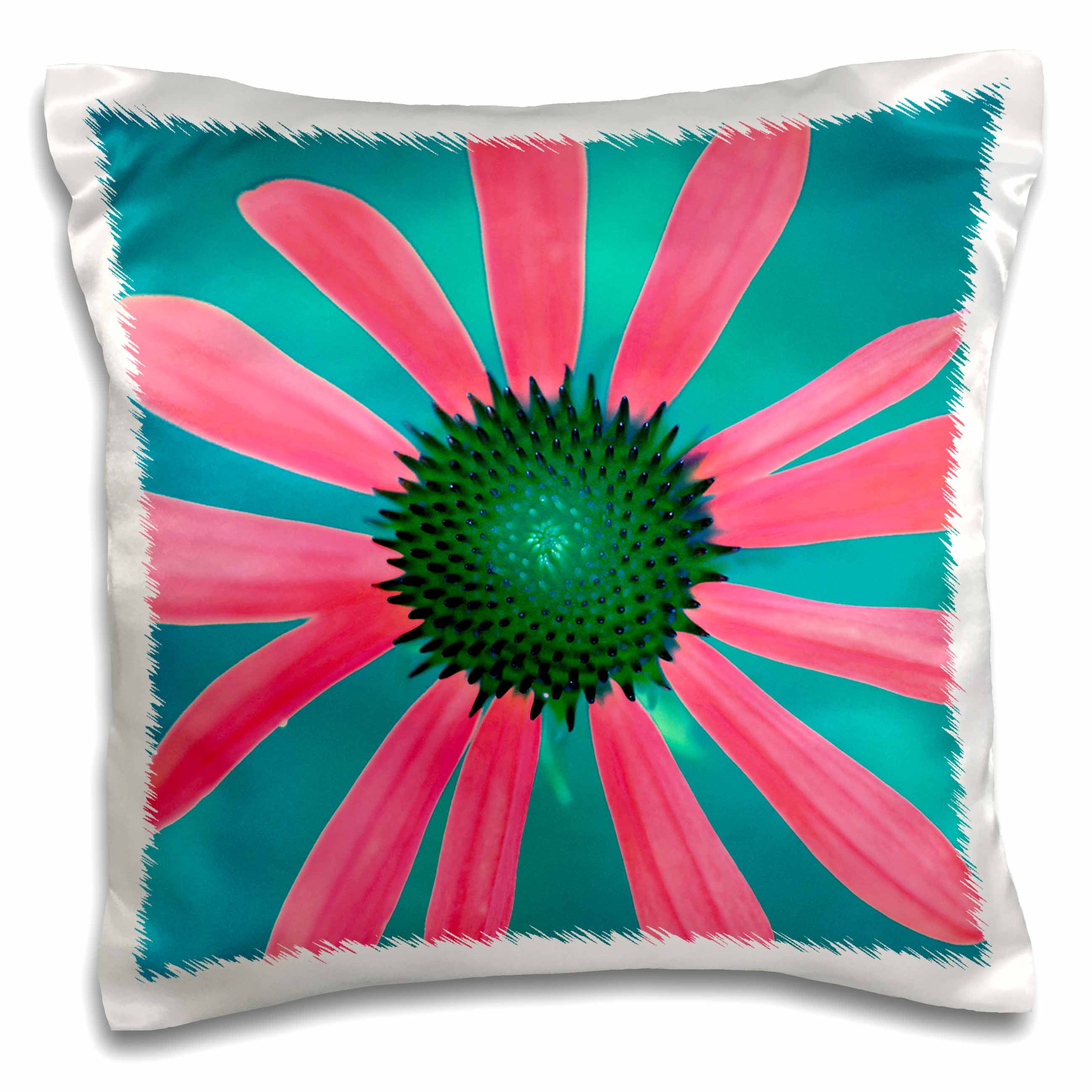 3drose, Abstract Photograph of a Neon Pink Coneflower on a Teal ...