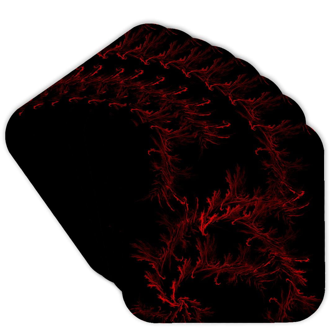 3drose, Abstract Red Lines on Black Background, Set of 8 Coasters ...