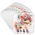 3drose, Adorable Floral Pony Illustration, Set of 8 Coasters - Cork ...
