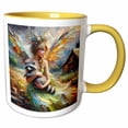 3drose, Adorable Raccoon and a Fairy, 11oz Two-tone Yellow Mug ...