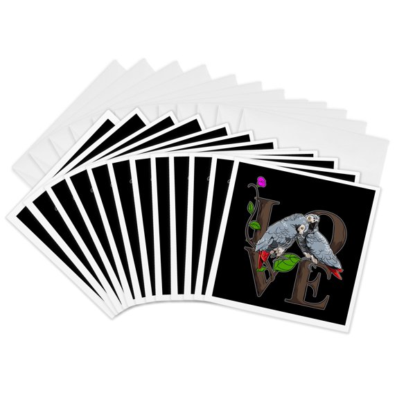 3drose, African Grey Parrot with Plants and Love Quotes for Bird Lovers ...