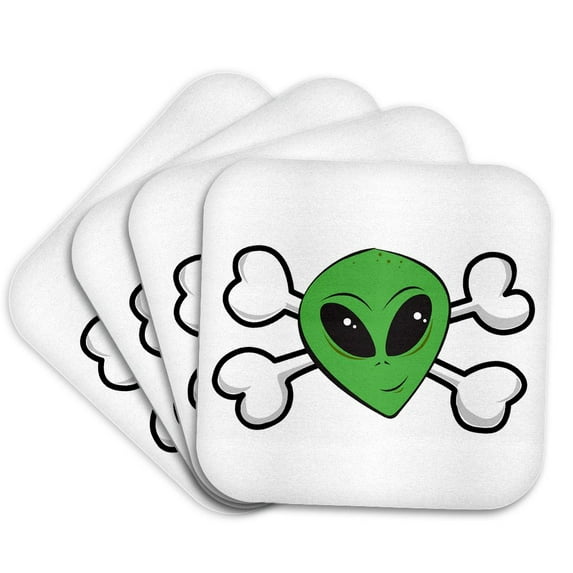 3drose, Alien Skull and Crossbones Alien Lovers Design, Set of 4 ...
