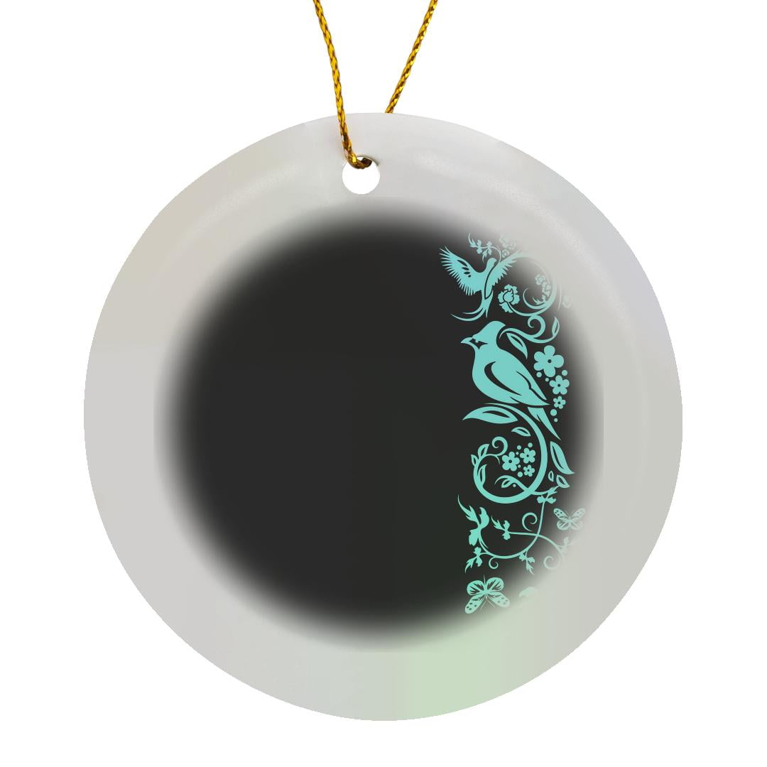3drose, All Black Design with Turquoise Birds Flourishes and ...