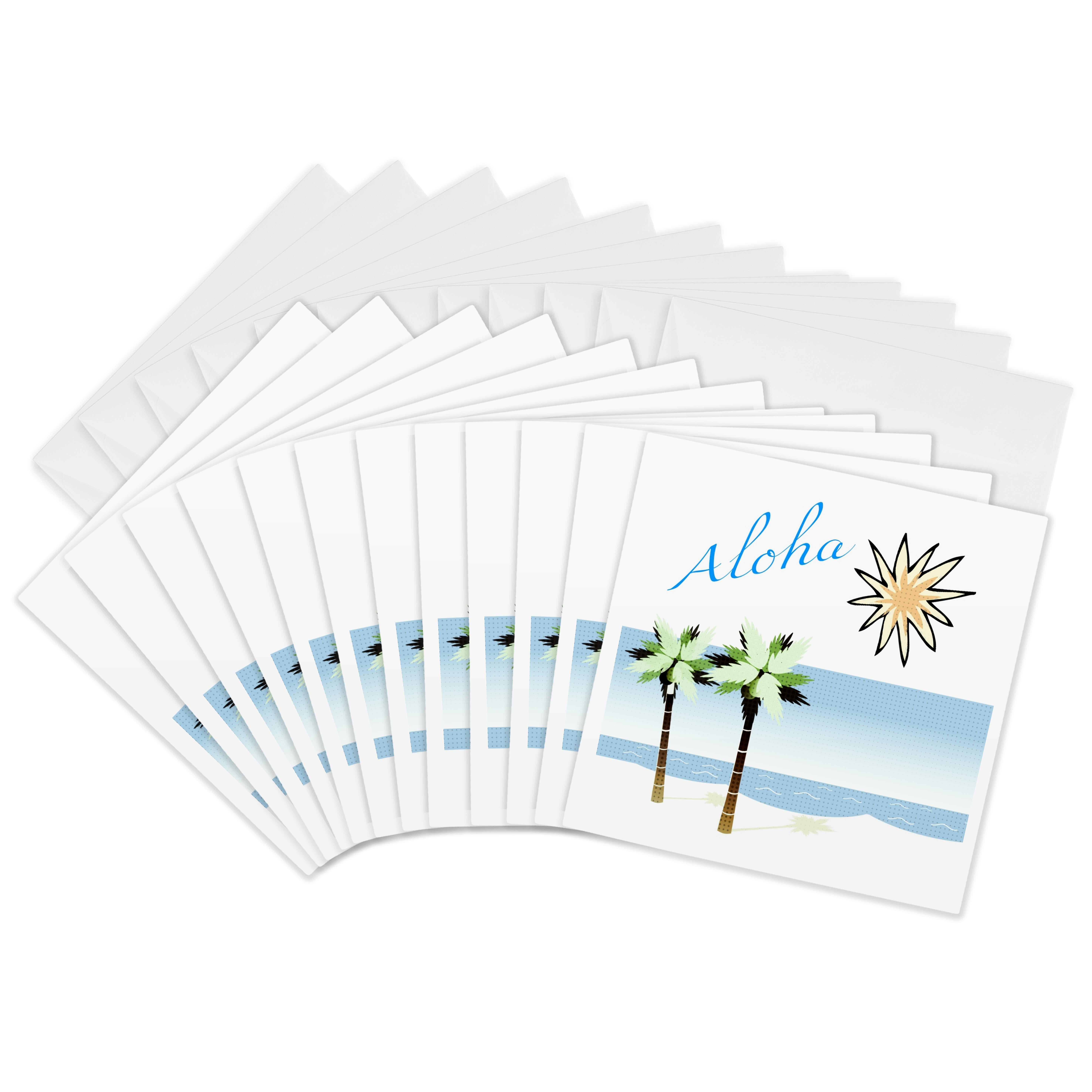 3drose, Aloha Hawaiian Beach Art - Travel - Ocean and Palm Trees, 12 ...