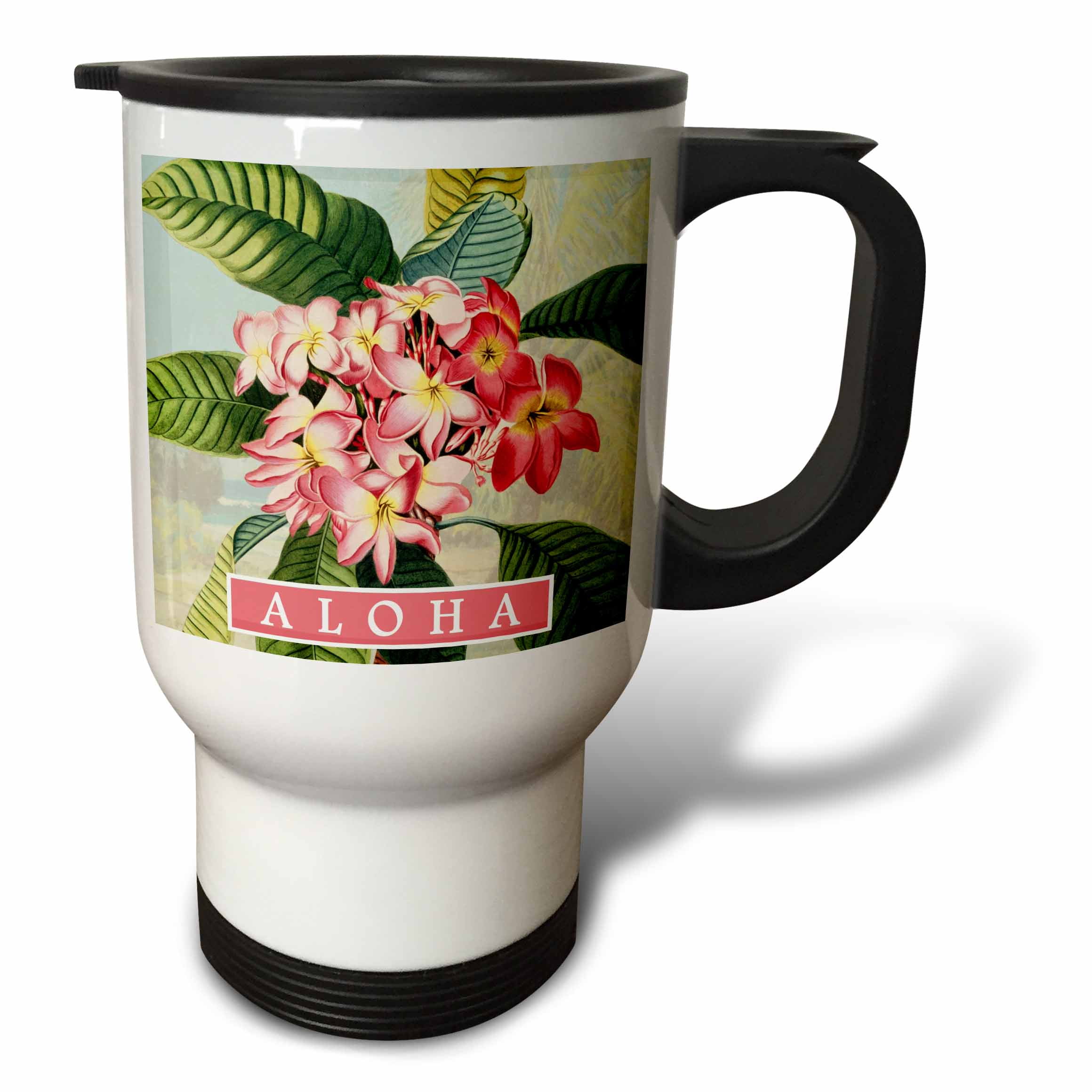 3drose, Aloha Retro Hawaiian Flower Hawaii Pink Plumeria Frangipani ...