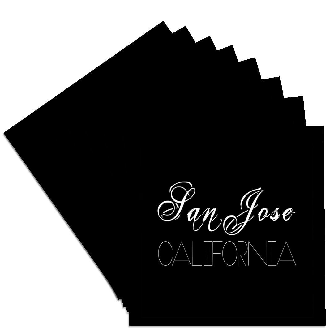 3drose, American Cities - San Jose California, White on Black, Set of 8 ...