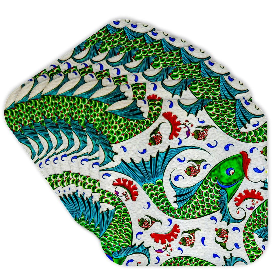 3drose, Ancient Arab Islamic Fish Designs Pottery Madaba Jordan, Set of ...