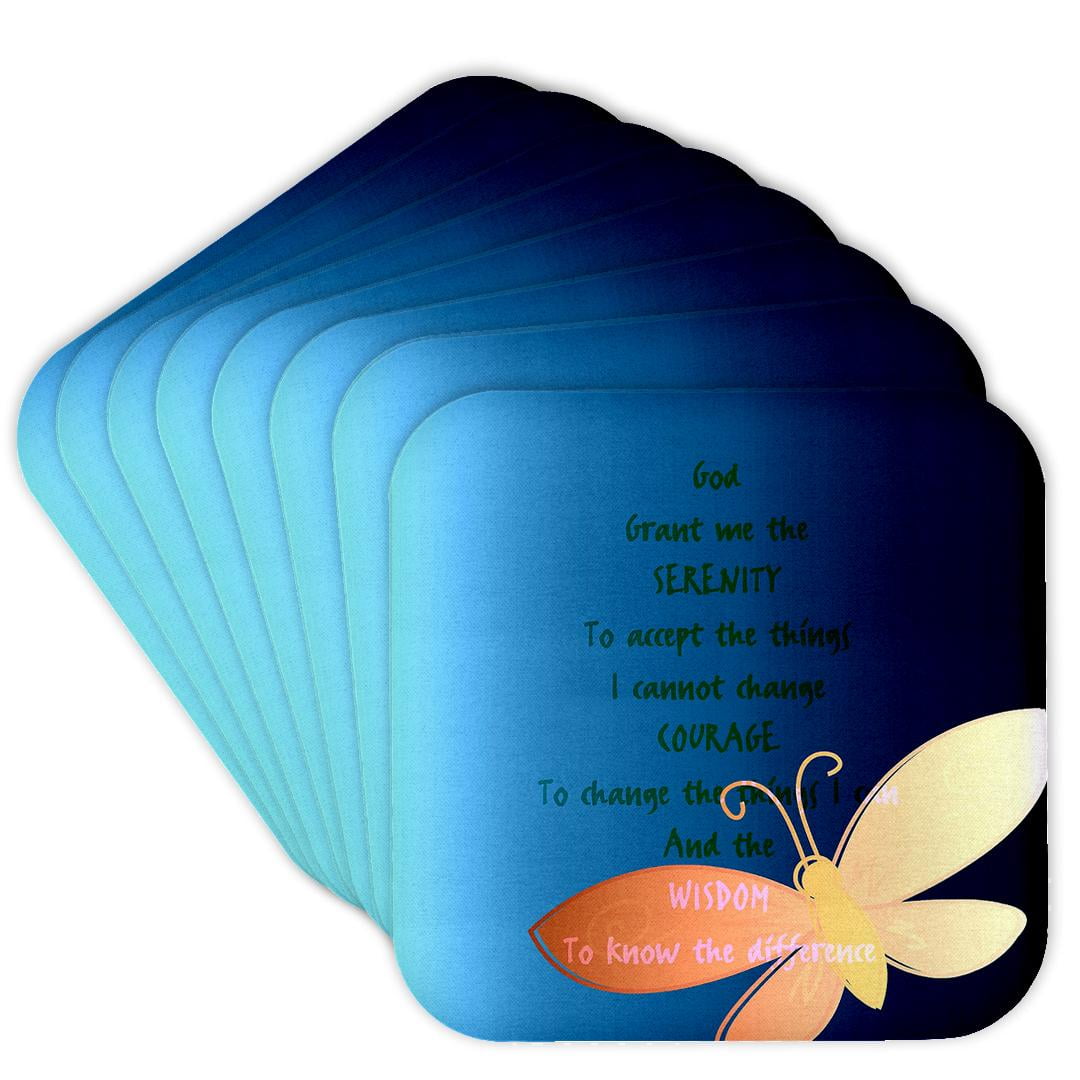 3drose, Aqua Serenity Prayer with Butterfly- Inspiraitonal Art, Set of ...