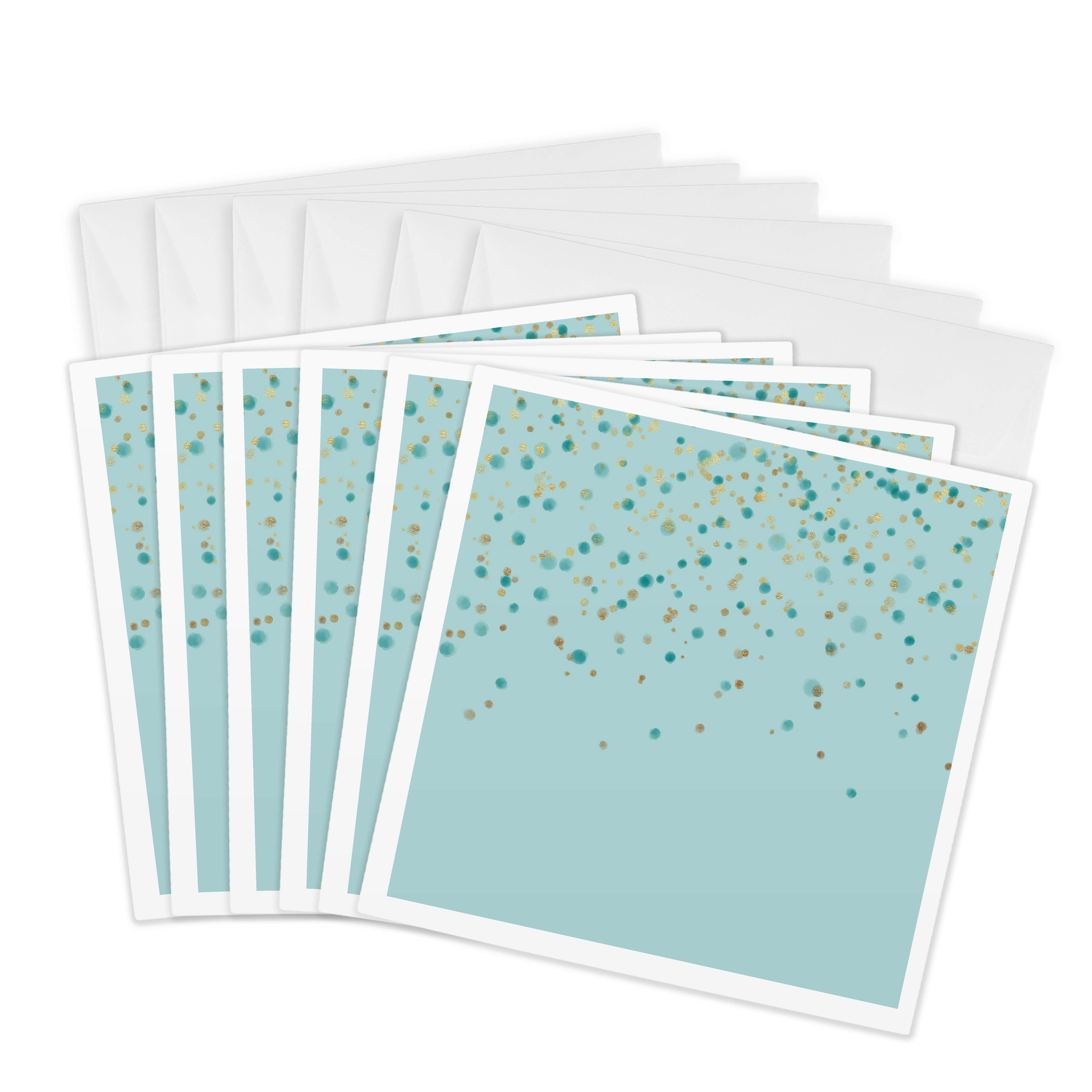3drose, Aqua and Faux Gold Confetti on a Light Blue Background, 6 ...