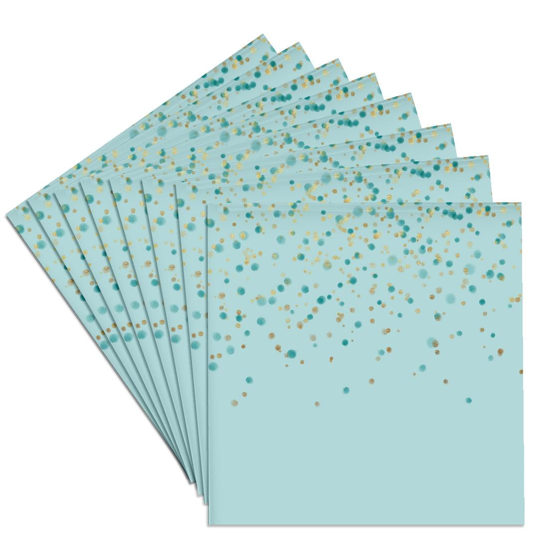 3drose, Aqua and Faux Gold Confetti on a Light Blue Background, Set of ...