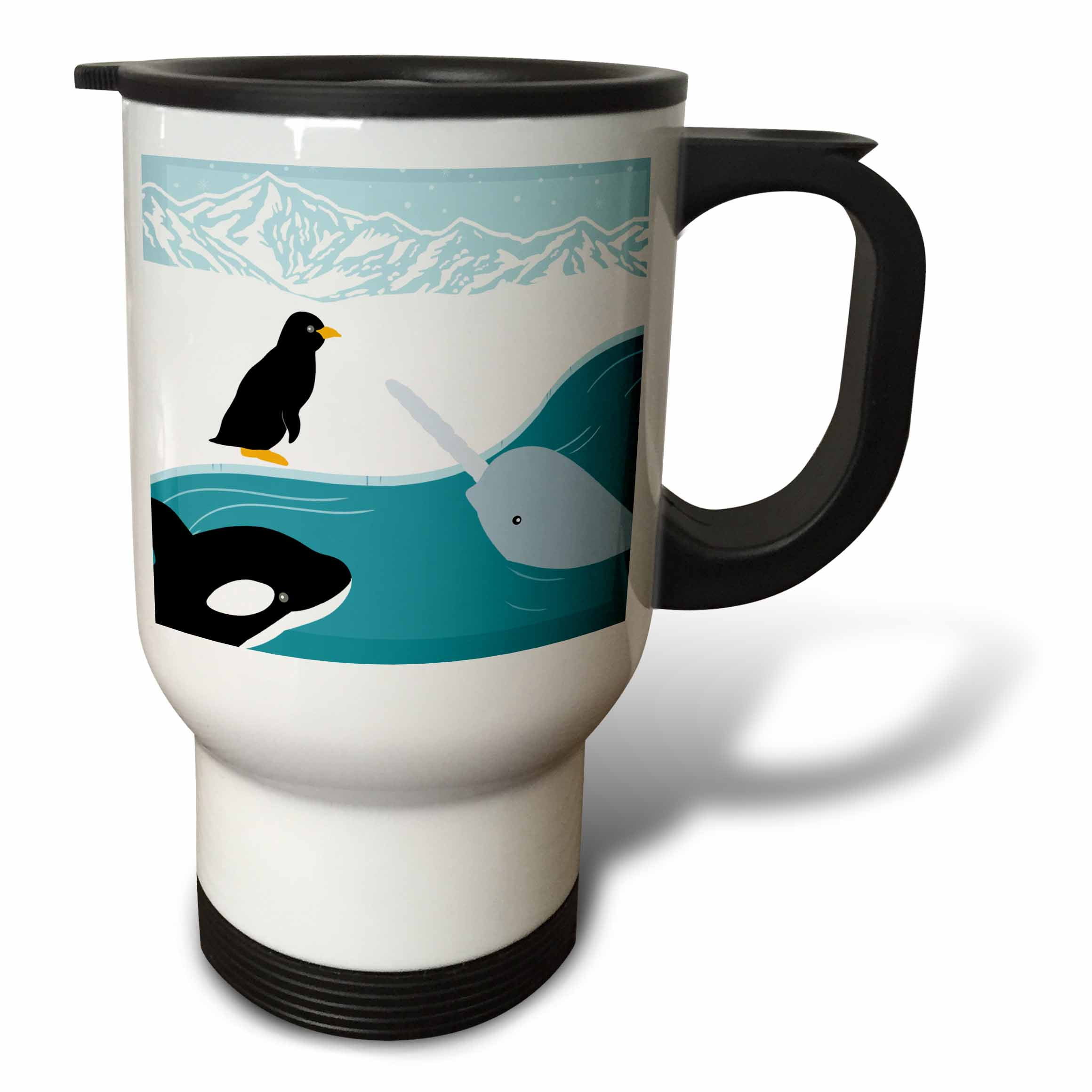 3drose, Arctic Animals - Narwhal Penguin and Orca, 14oz Stainless Steel ...