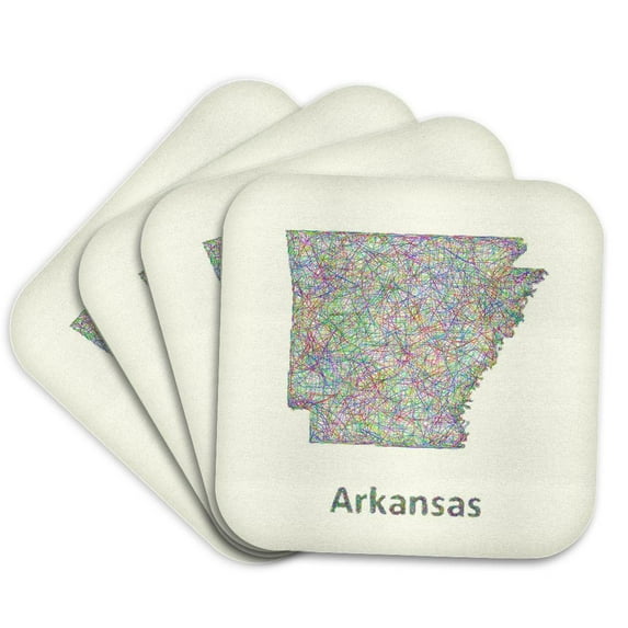 3drose, Arkansas State Map - Colorful Line Art Graphic Design, Set of 4 ...