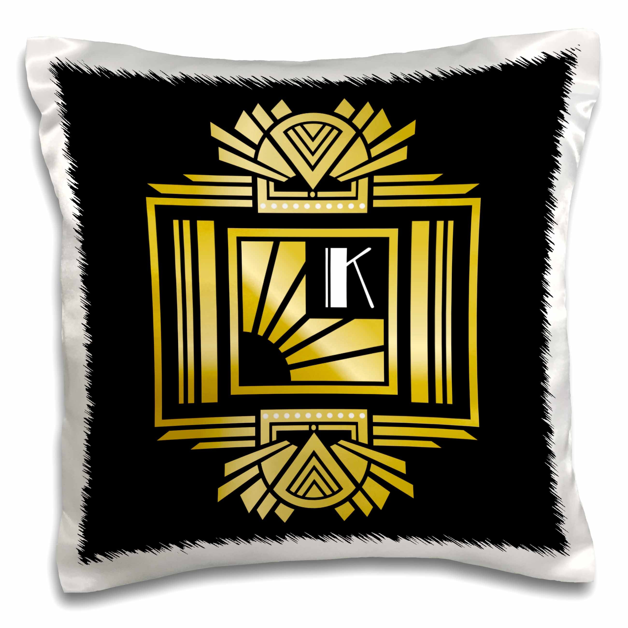 3drose, Art Deco Monogram Letter K- Gold Effect and White on Black ...
