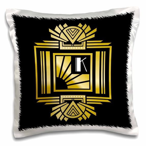 3drose, Art Deco Monogram Letter K- Gold Effect and White on Black ...